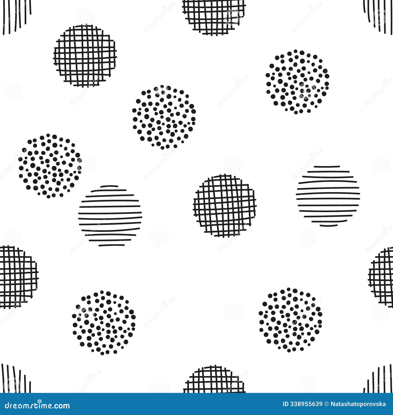 Black and White Abstract Seamless Pattern. Hand Drawn Spots and Dots Background Stock Vector ...