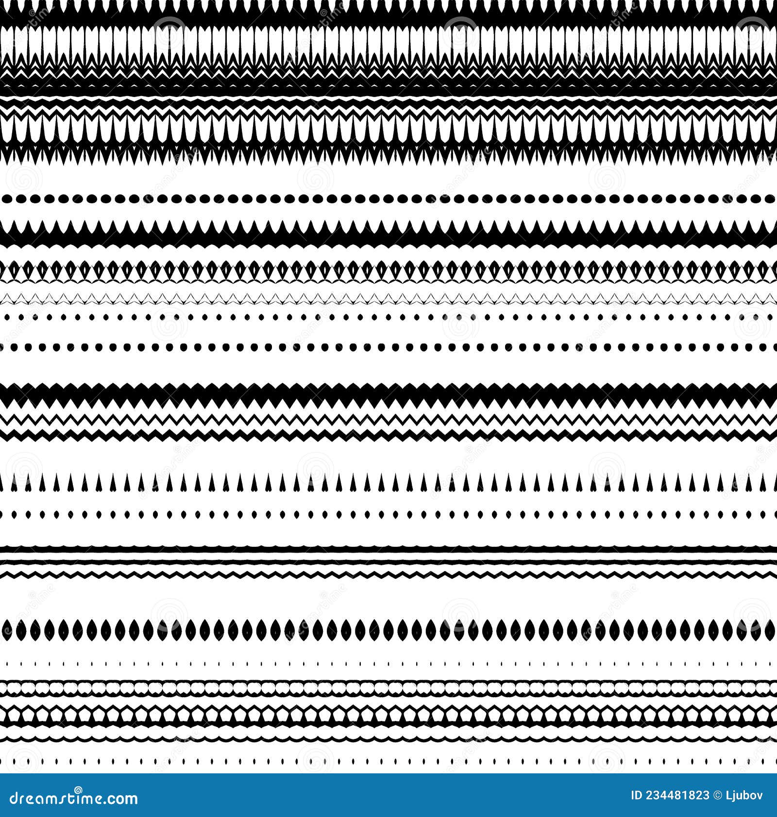 Horizontal Motifs Doodle Seamless Pattern, Ethnic Drawing Brown Colors ...