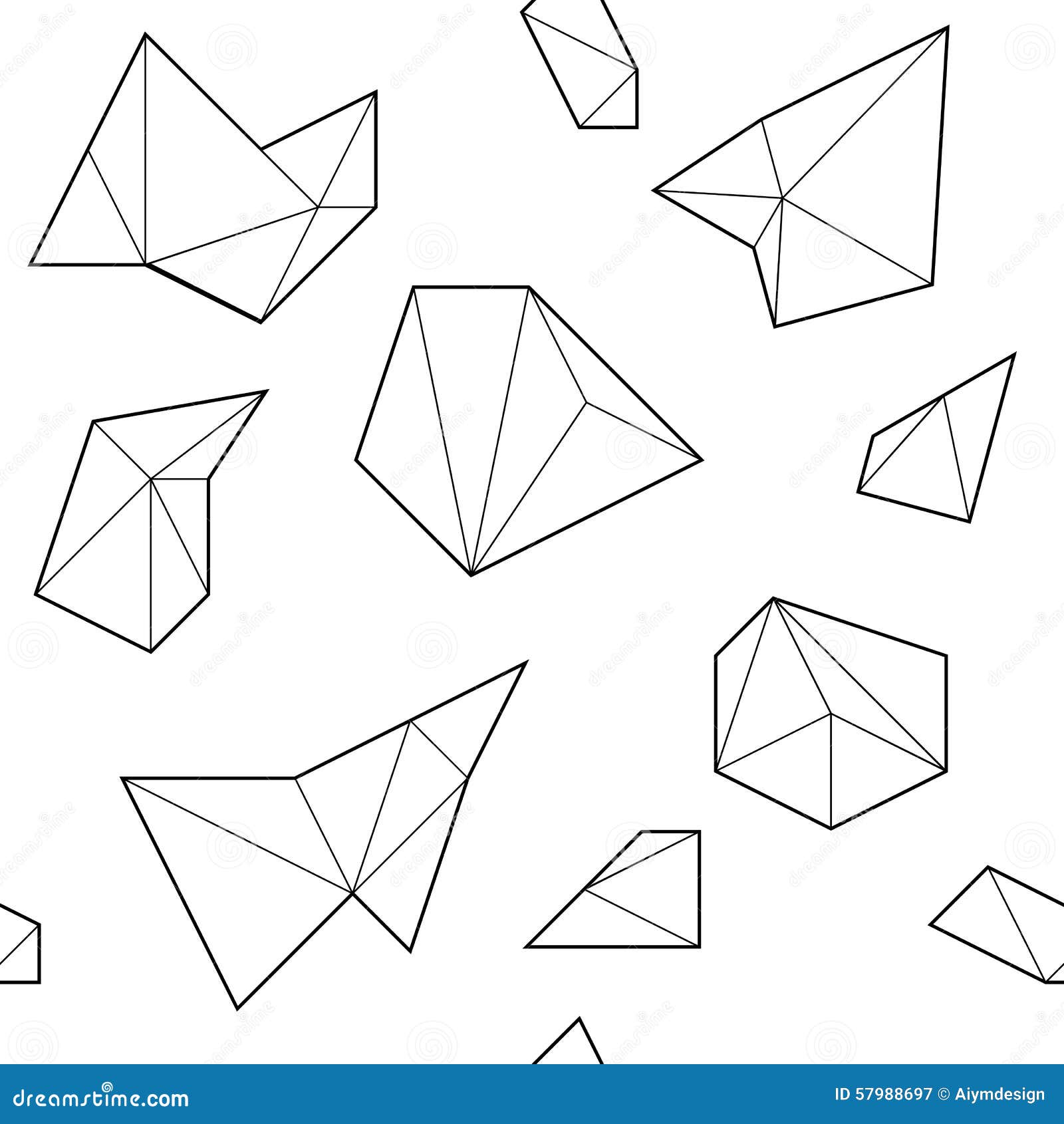 Black and White Seamless Pattern with Polygonal Shapes Stock Vector ...