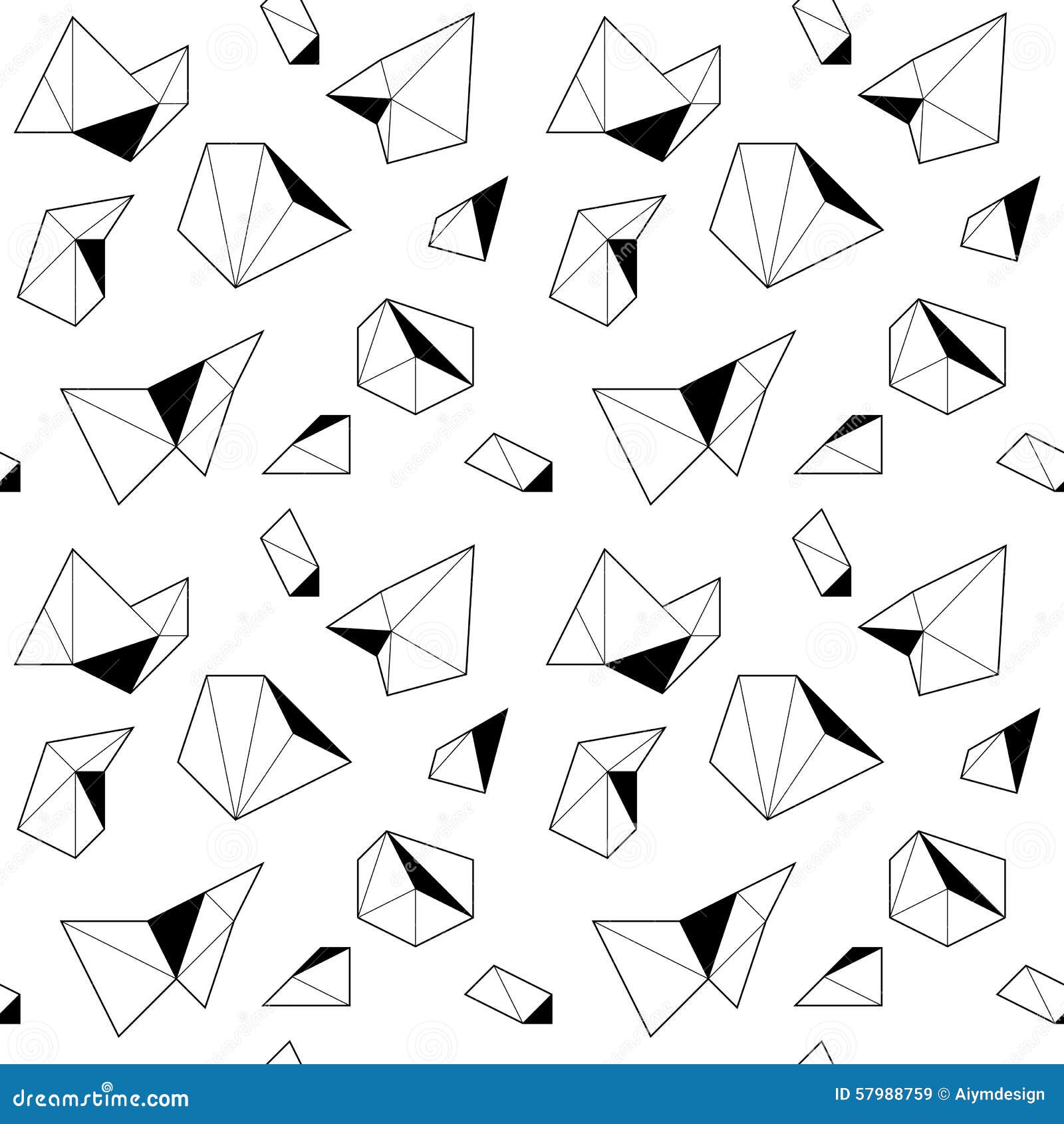 Black and White Seamless Pattern with Polygonal Shapes Stock Vector ...