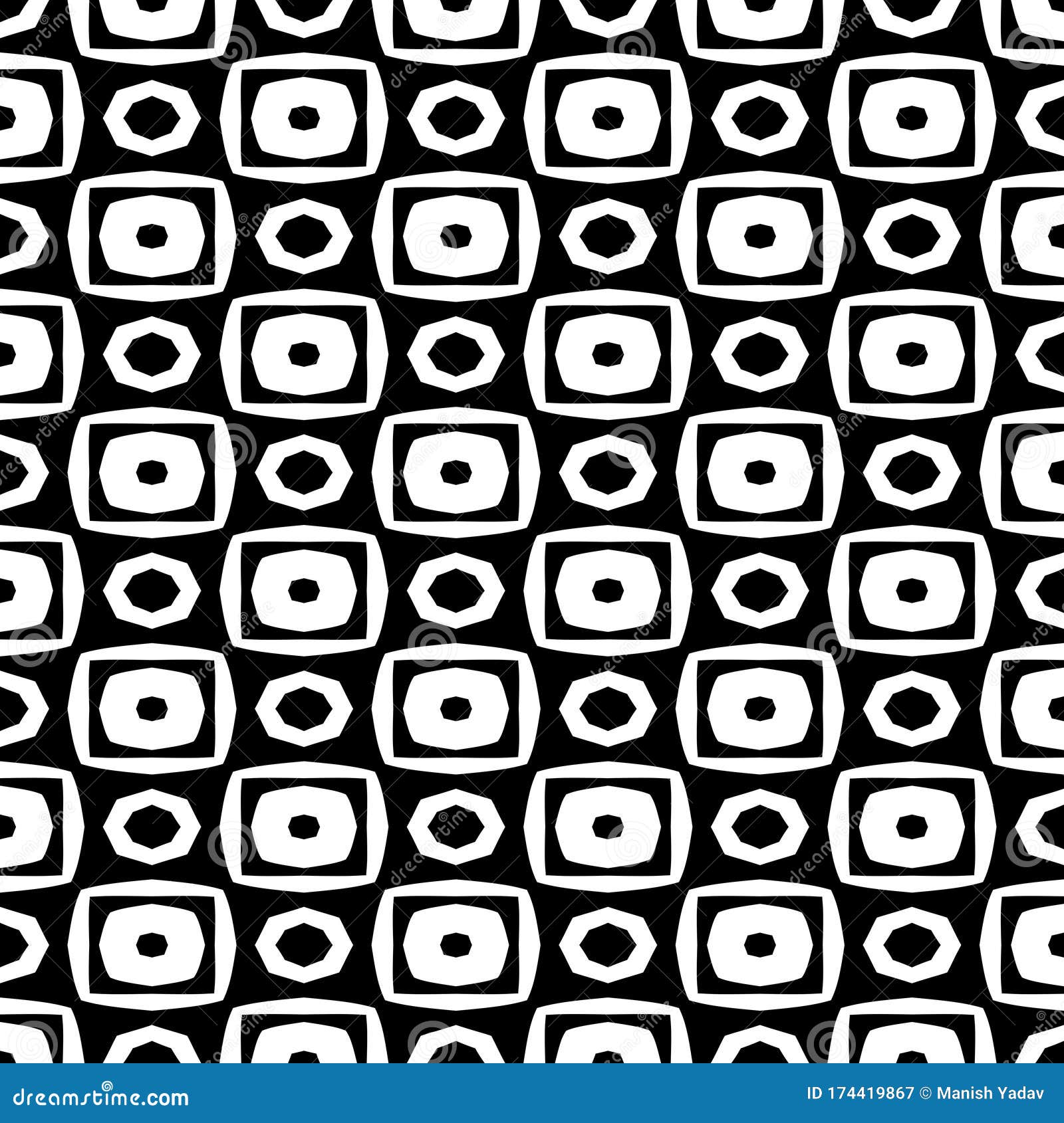 Black and White Seamless Pattern Seamless Pattern of the Octagon Vector ...