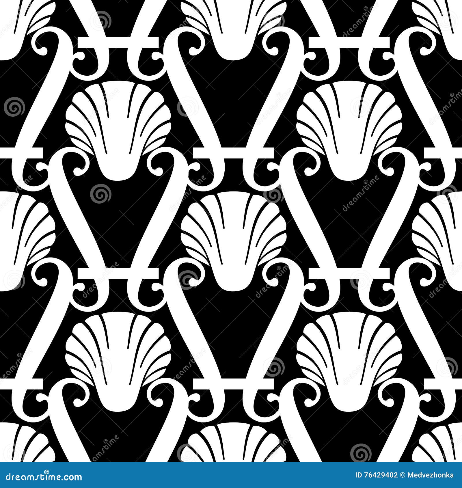 Black and White Seamless Pattern with Shells Stock Illustration ...