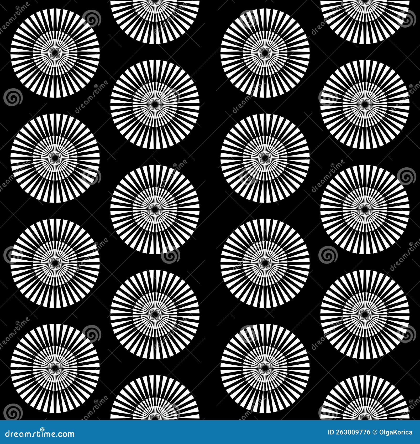 Black and White Seamless Pattern for Textile and Wrapping Paper, Round ...