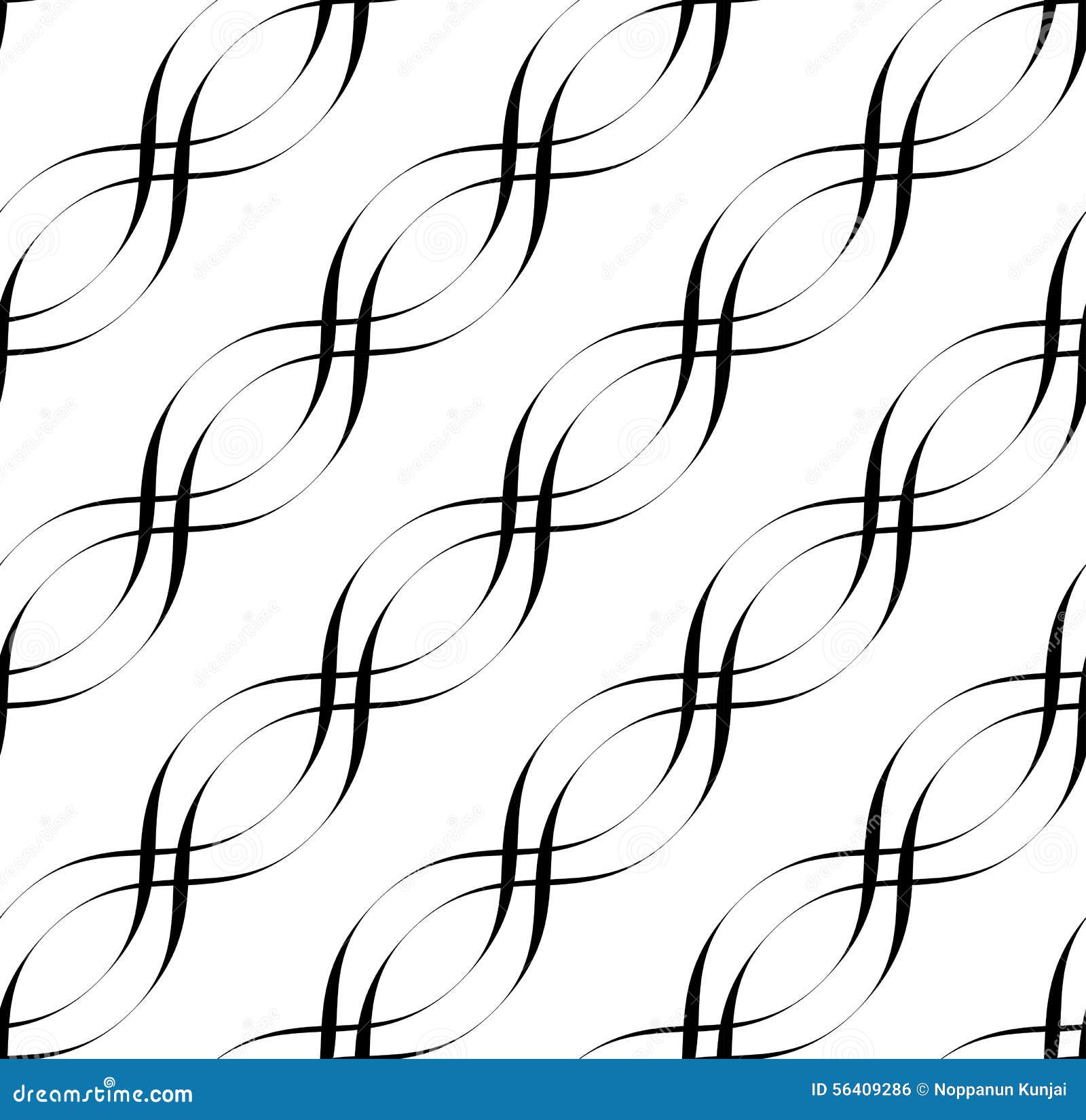 Black and White Seamless Pattern Twist Line Style, Abstract Back Stock ...
