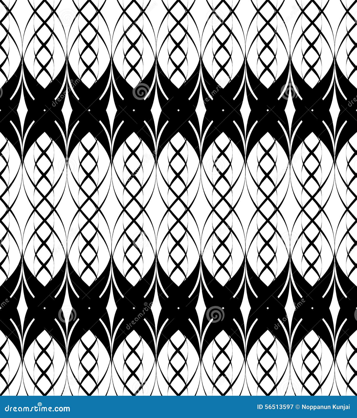 Black and White Seamless Pattern Twist Line Style, Abstract Back Stock ...