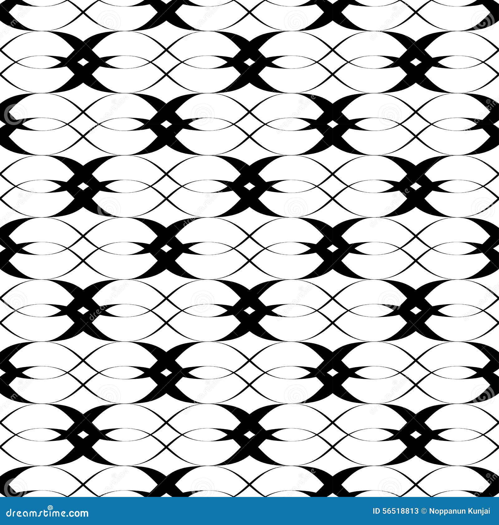 Black and White Seamless Pattern Twist Line Style, Abstract Back Stock ...