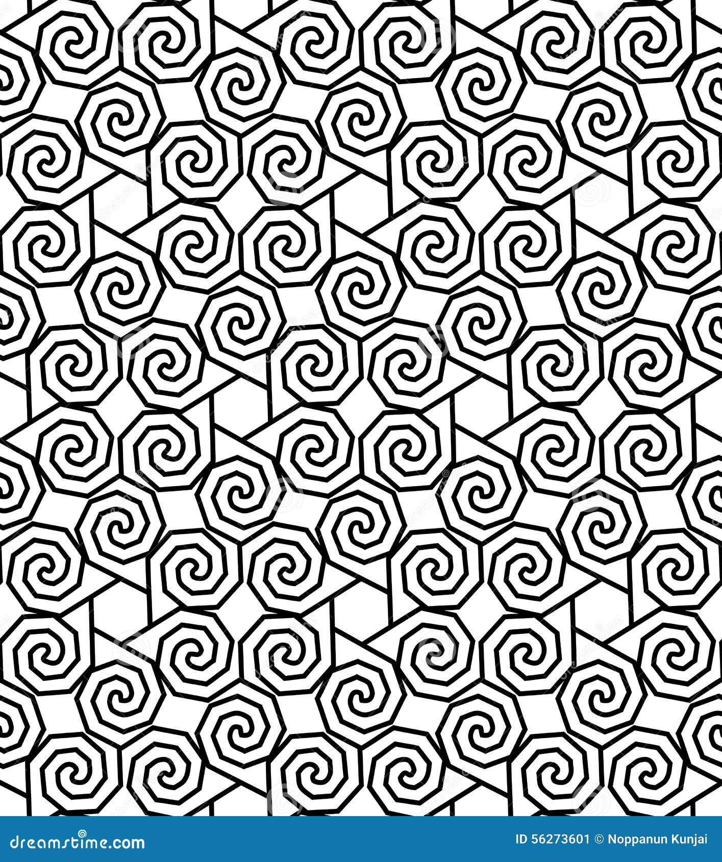 Black and White Seamless Pattern with Twist Line Style. Stock ...