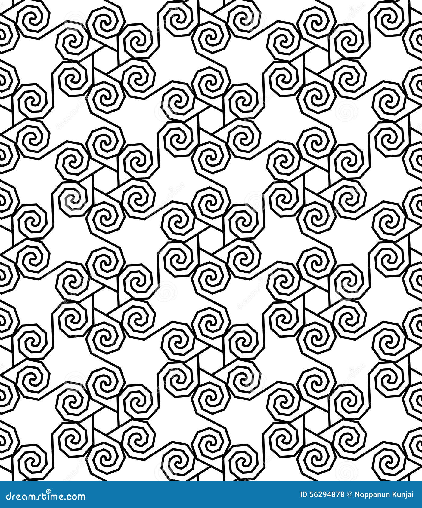 Black and White Seamless Pattern with Twist Line Style. Stock ...