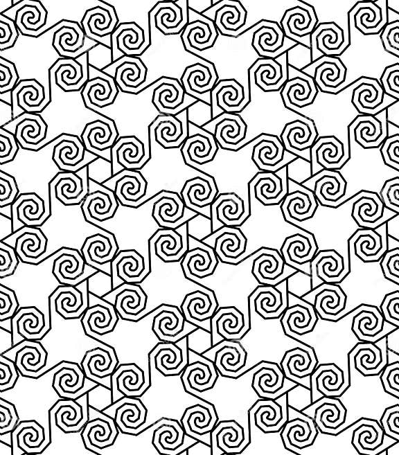 Black and White Seamless Pattern with Twist Line Style. Stock ...