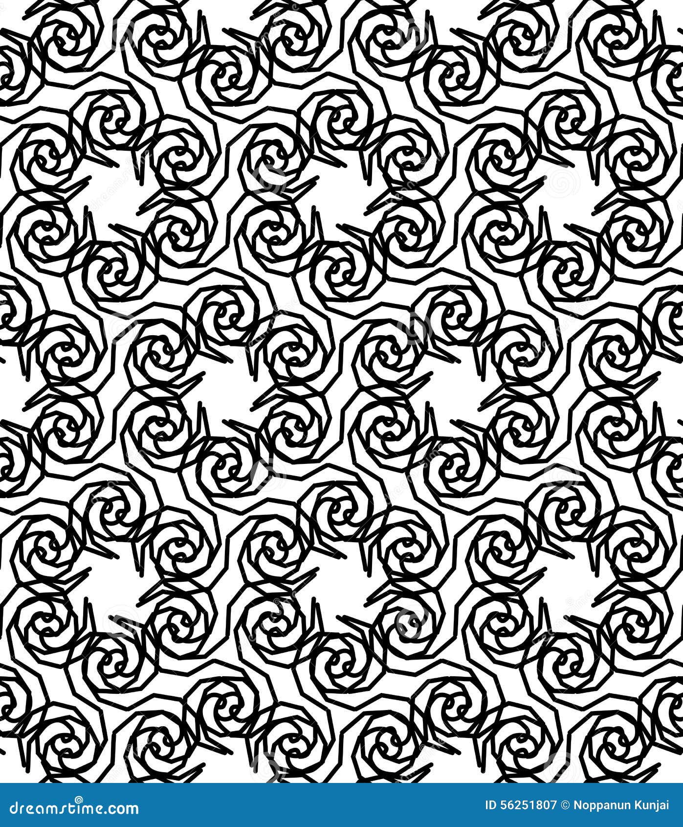 Black and White Seamless Pattern with Twist Line Style. Stock Vector ...