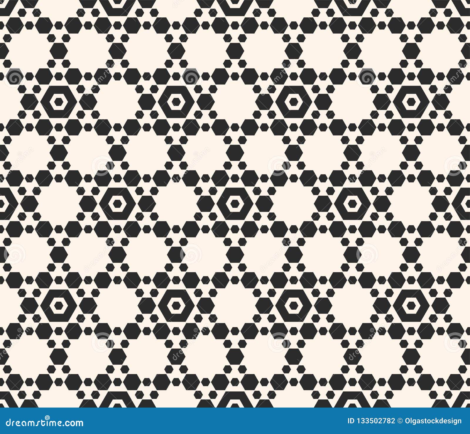 Black and White Seamless Pattern. Vector Geometric Hexagonal Grid ...