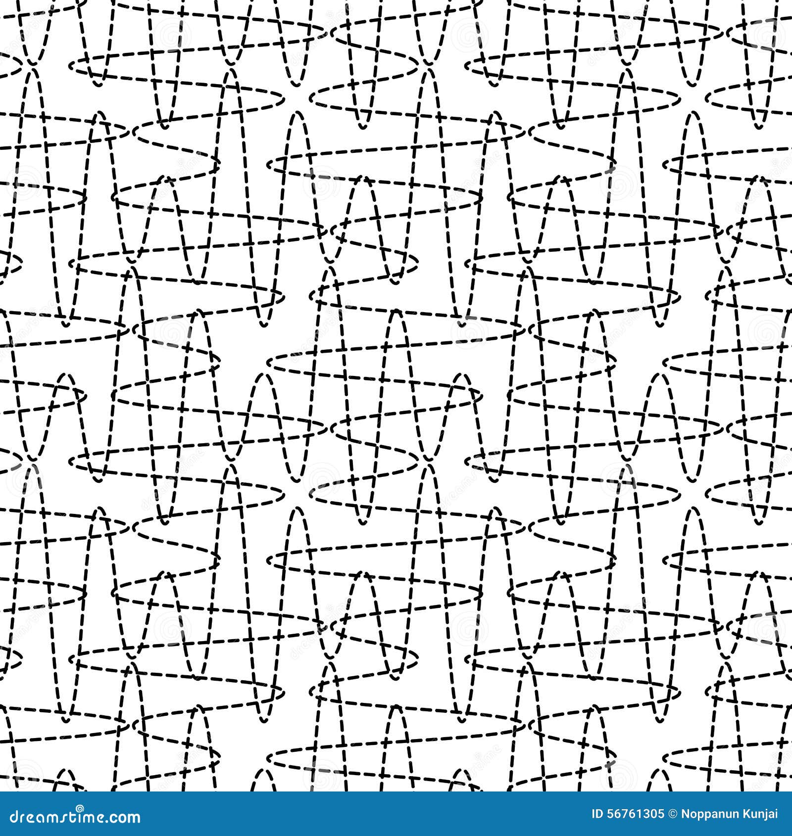 Black and White Seamless Pattern Wave Dashed Line Style Stock Vector ...