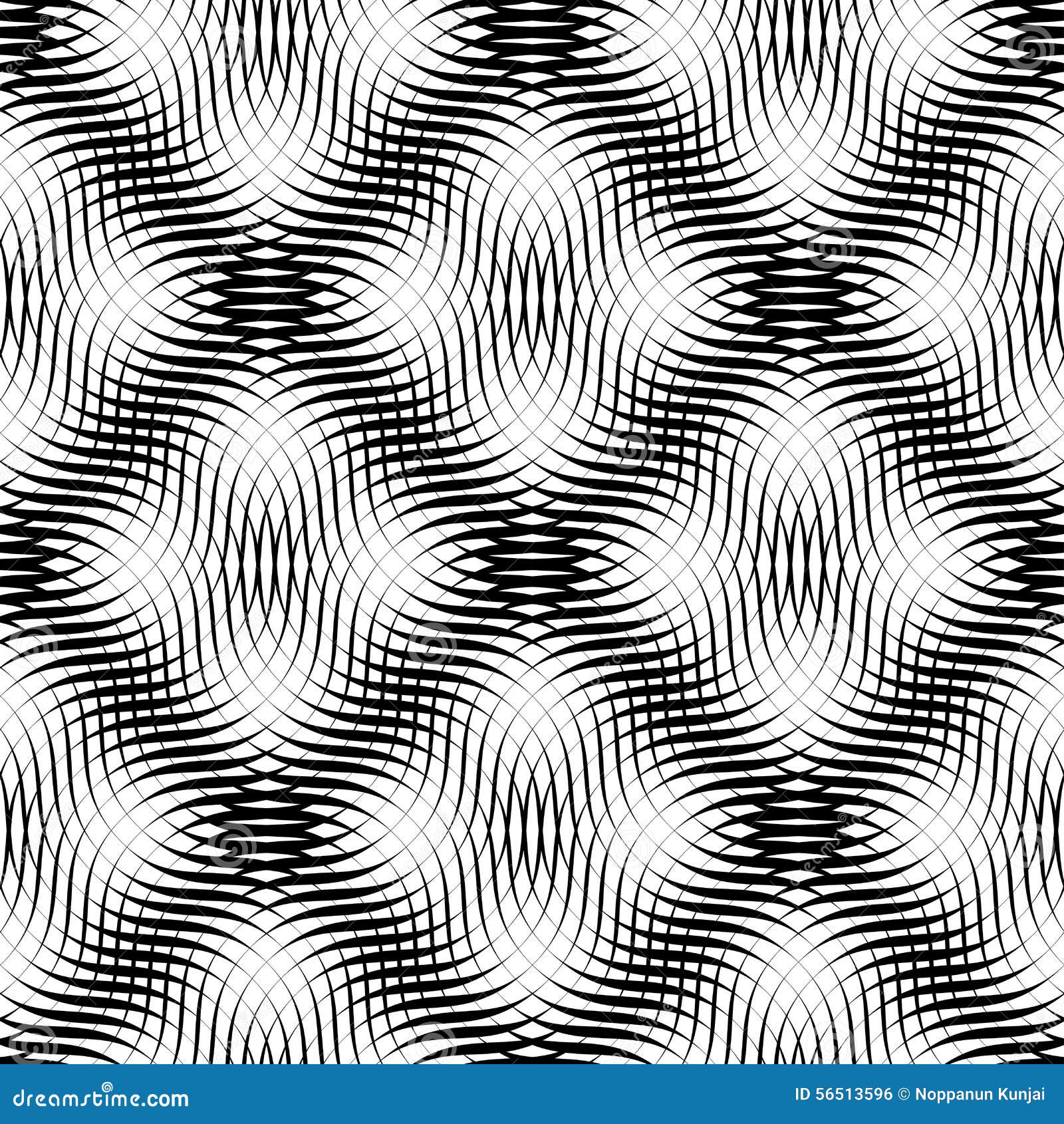 Black and White Seamless Pattern Wave Line Style, Abstract Background ...