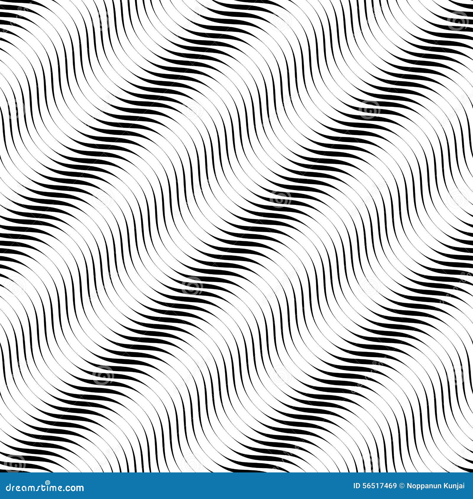 Black and White Seamless Pattern Wave Line Style, Abstract Background ...