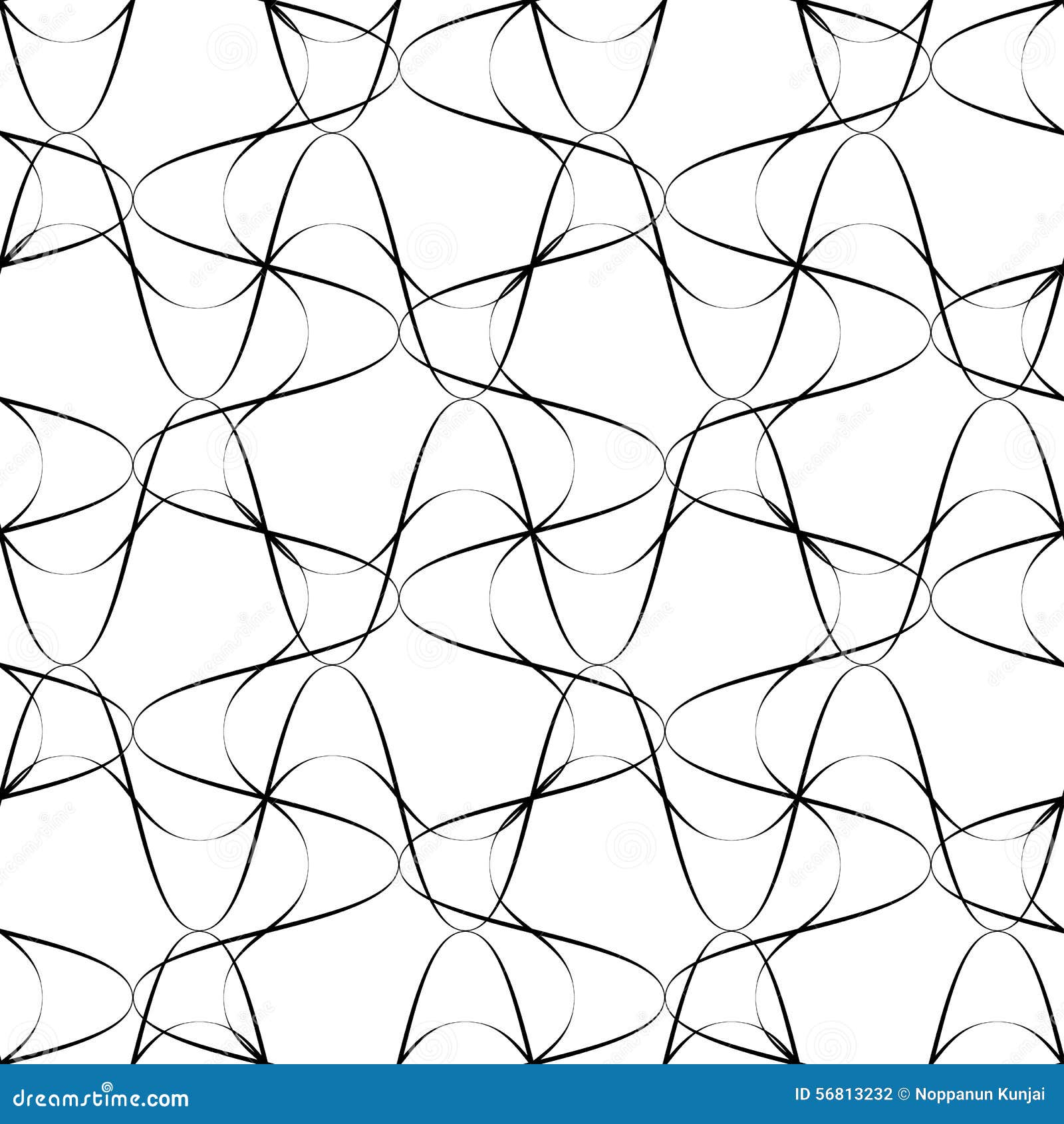 Black and White Seamless Pattern Wave Line Style, Abstract Backg Stock ...