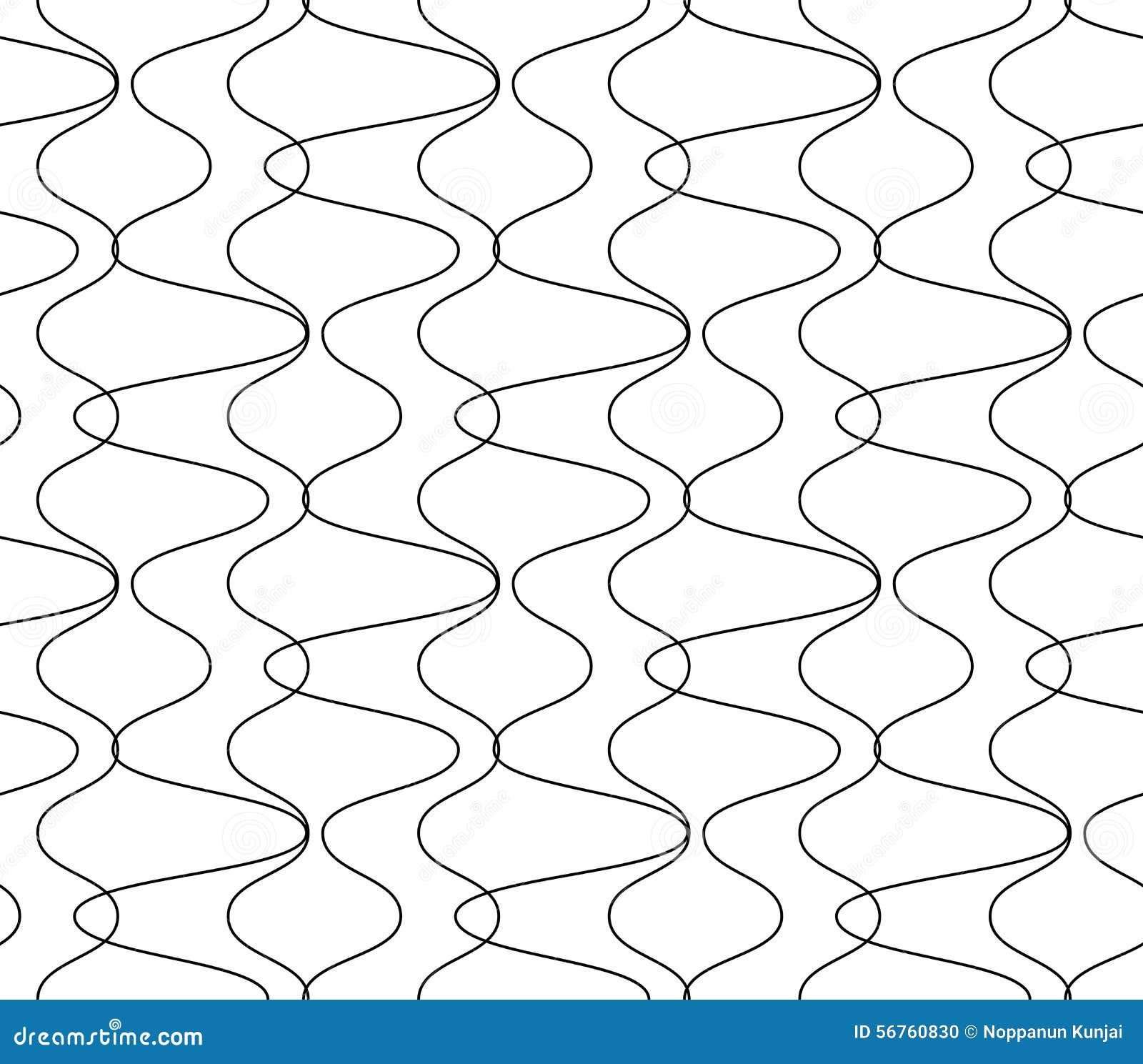 Black and White Seamless Pattern Wave Line Style, Abstract Background ...