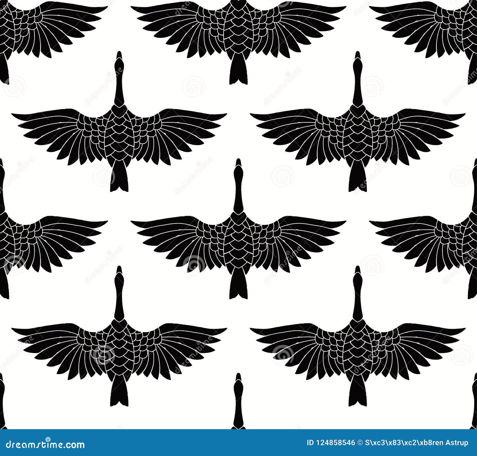 Seamless swan pattern stock vector. Illustration of graphic - 124858546