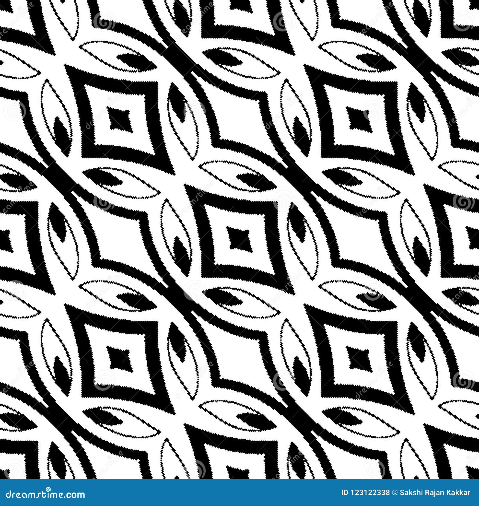 Black and White Seamless Repeat Pattern and Vector Image Design Stock ...