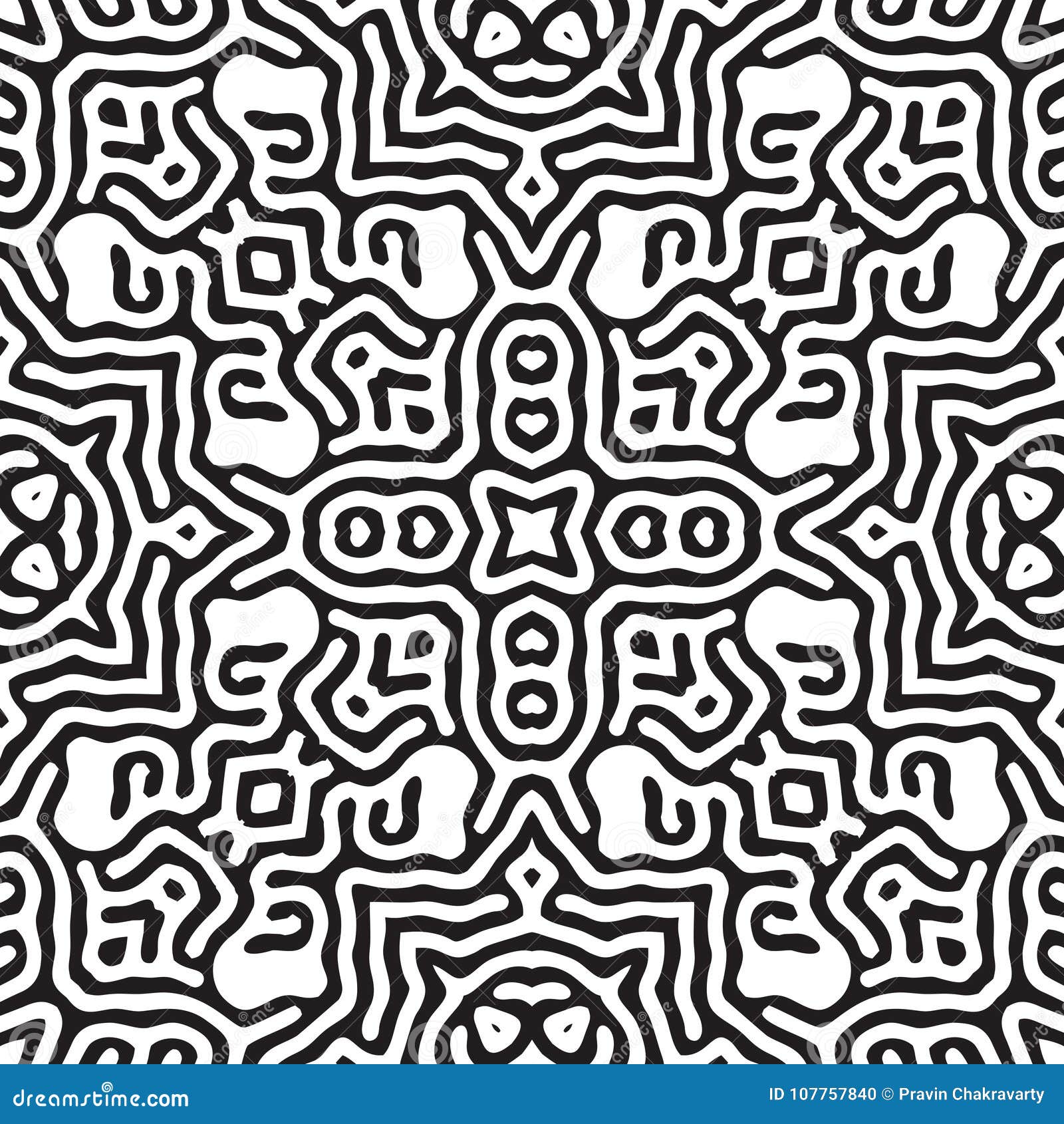 Black and White Seamless Repeating Vector Pattern Stock Vector ...