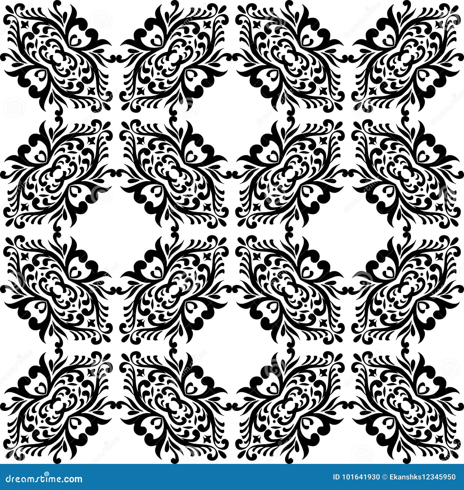 Black and White Seamless Repeating Vector Pattern. Elegant Stock Vector ...