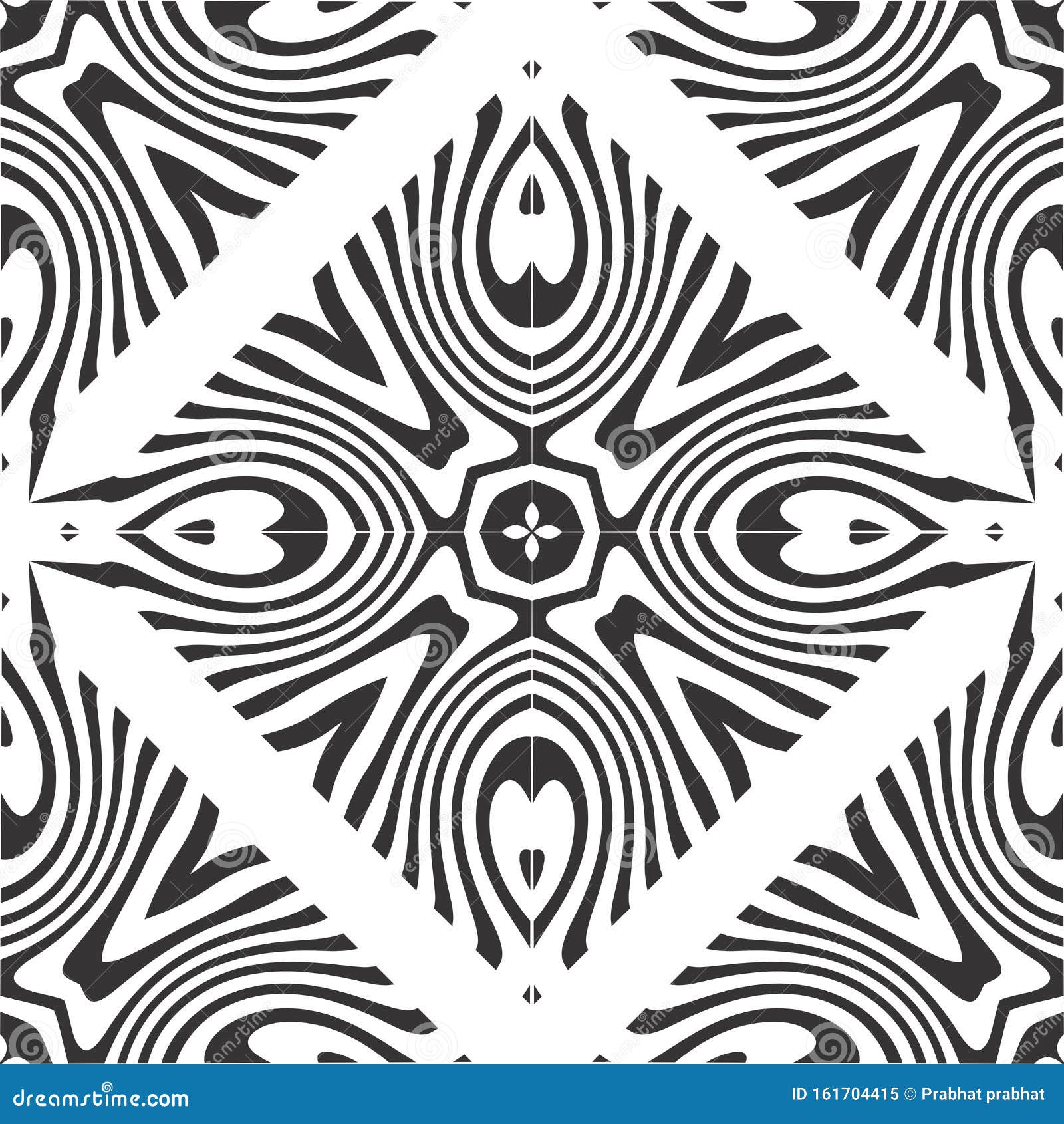 Black and White Seamless Repeating Vector Pattern. Multi, Hexagon ...