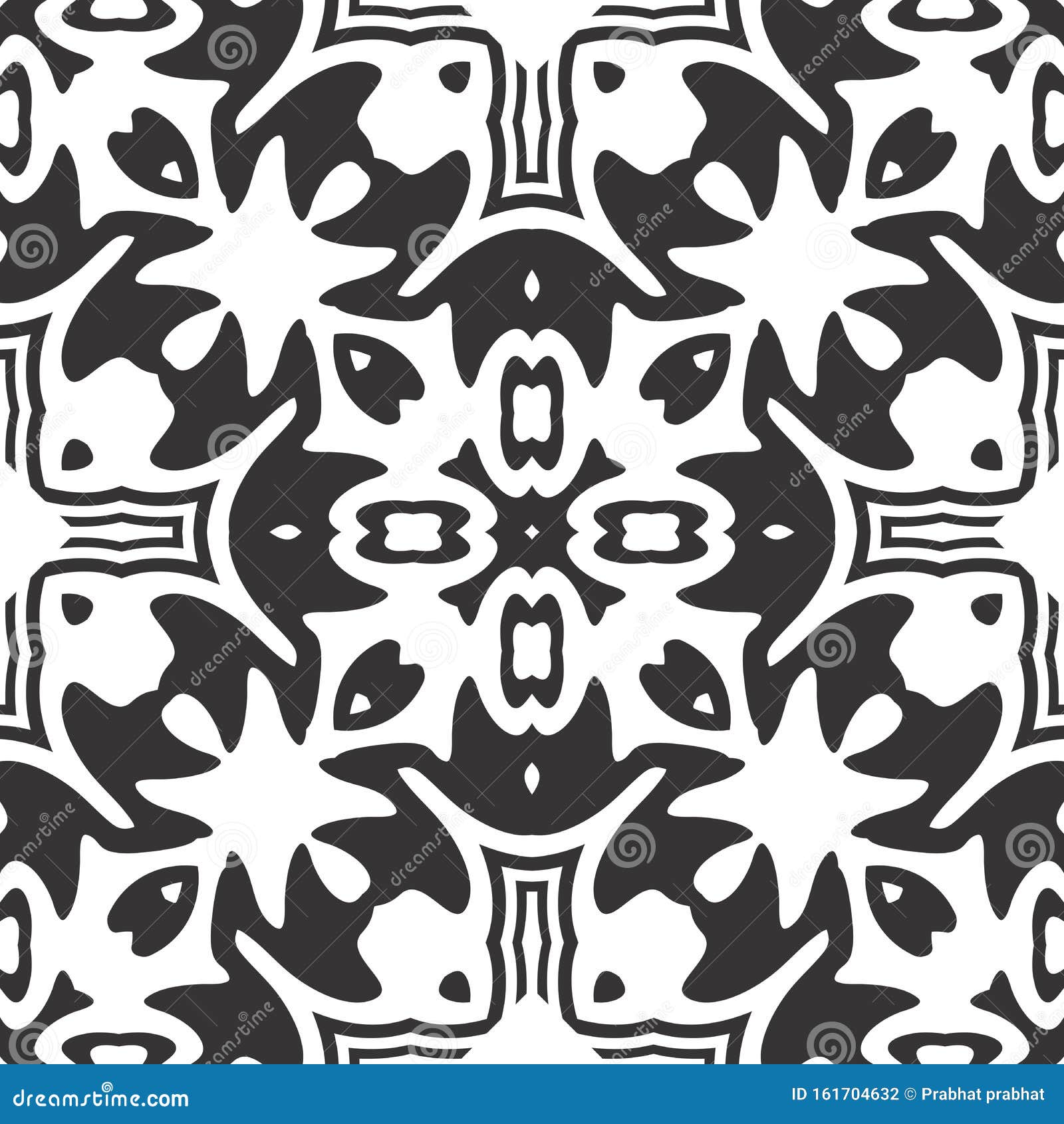 Black and White Seamless Repeating Vector Pattern. Multi, Hexagon ...