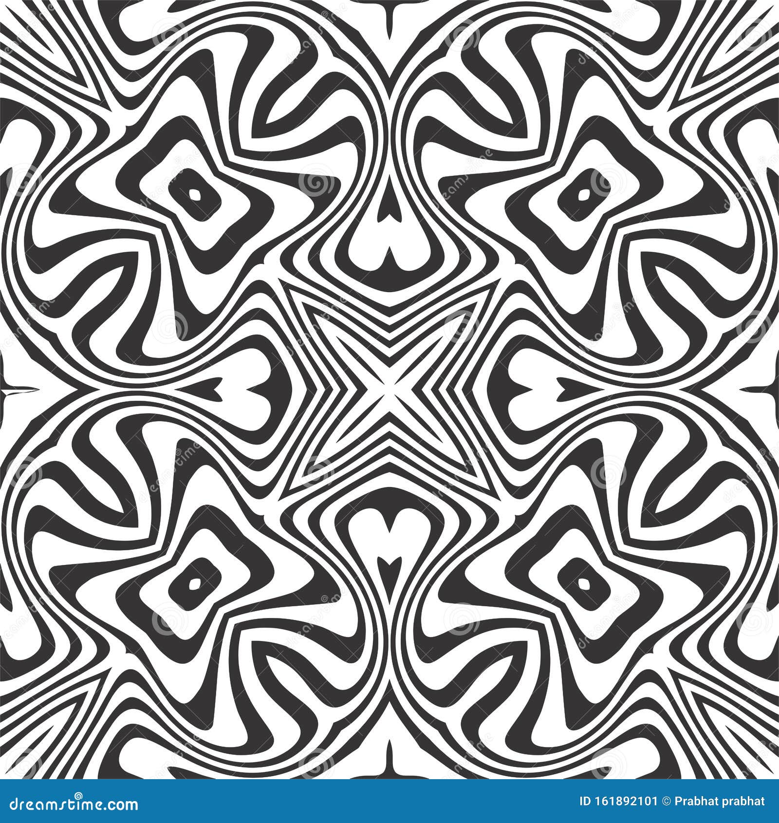 Black and White Seamless Repeating Vector Pattern. Multi, Hexagon ...