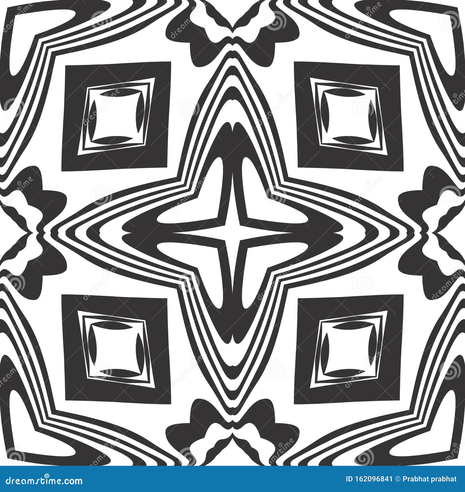 Black and White Seamless Repeating Vector Pattern. Multi, Hexagon ...