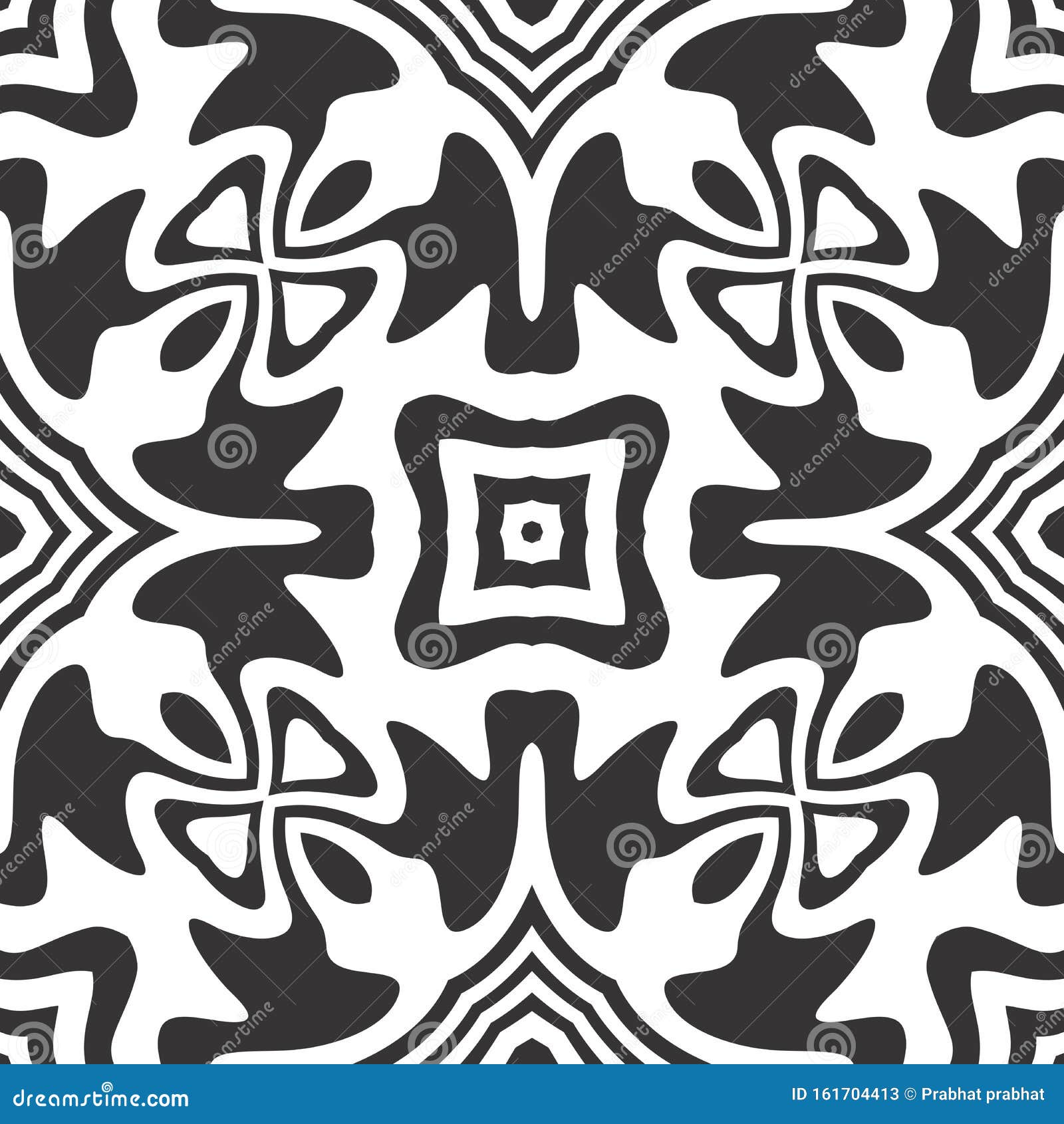 Black and White Seamless Repeating Vector Pattern. Multi, Hexagon ...