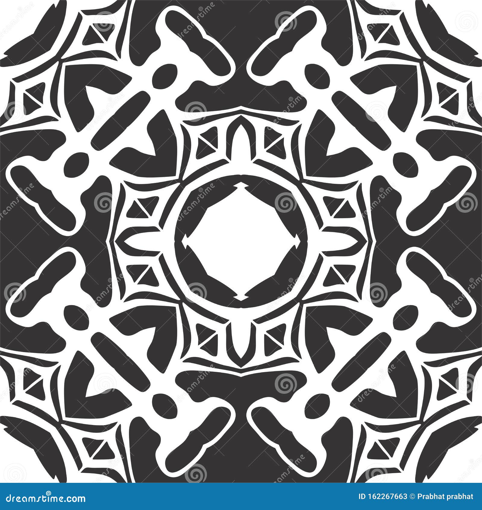 Black and White Seamless Repeating Vector Pattern. Multi, Hexagon ...