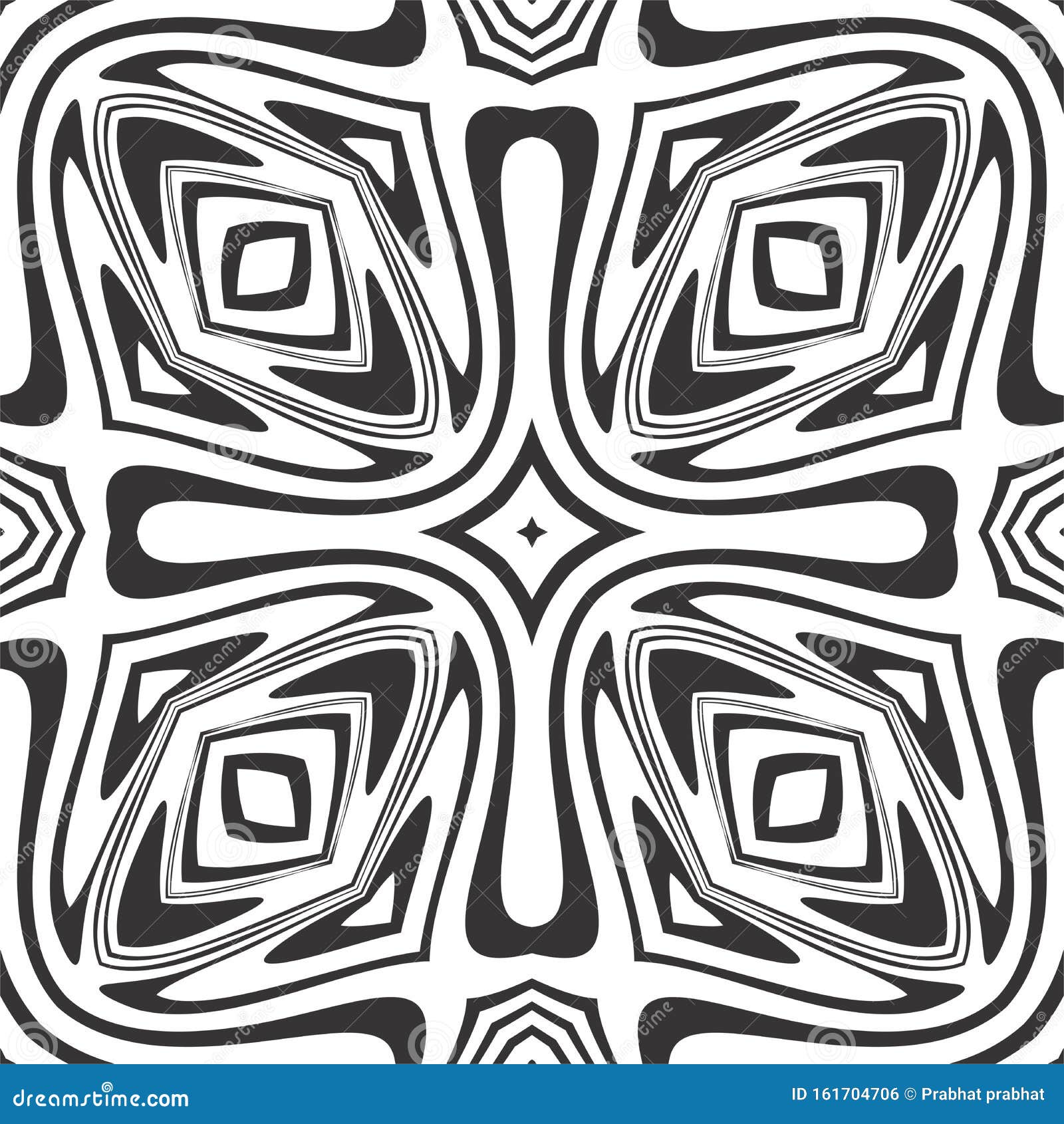 Black and White Seamless Repeating Vector Pattern. Multi, Hexagon ...