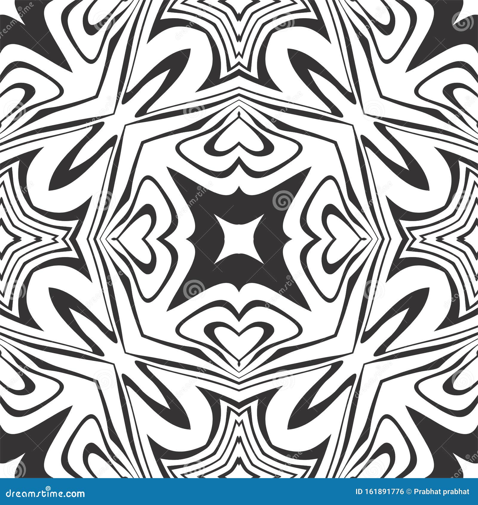 Black and White Seamless Repeating Vector Pattern. Multi, Hexagon ...