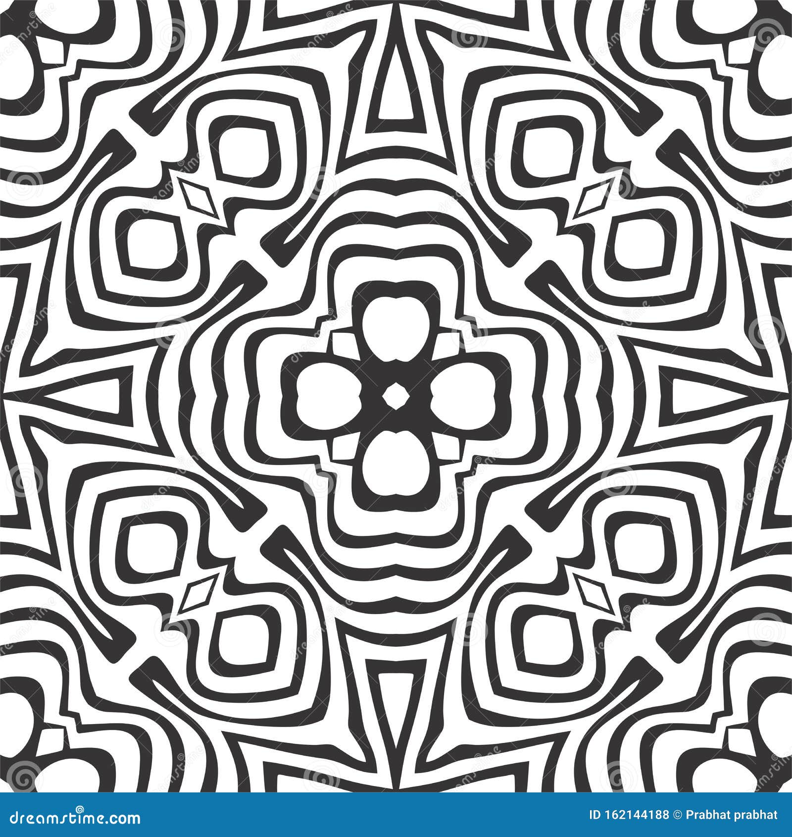 Black and White Seamless Repeating Vector Pattern. Multi, Hexagon ...