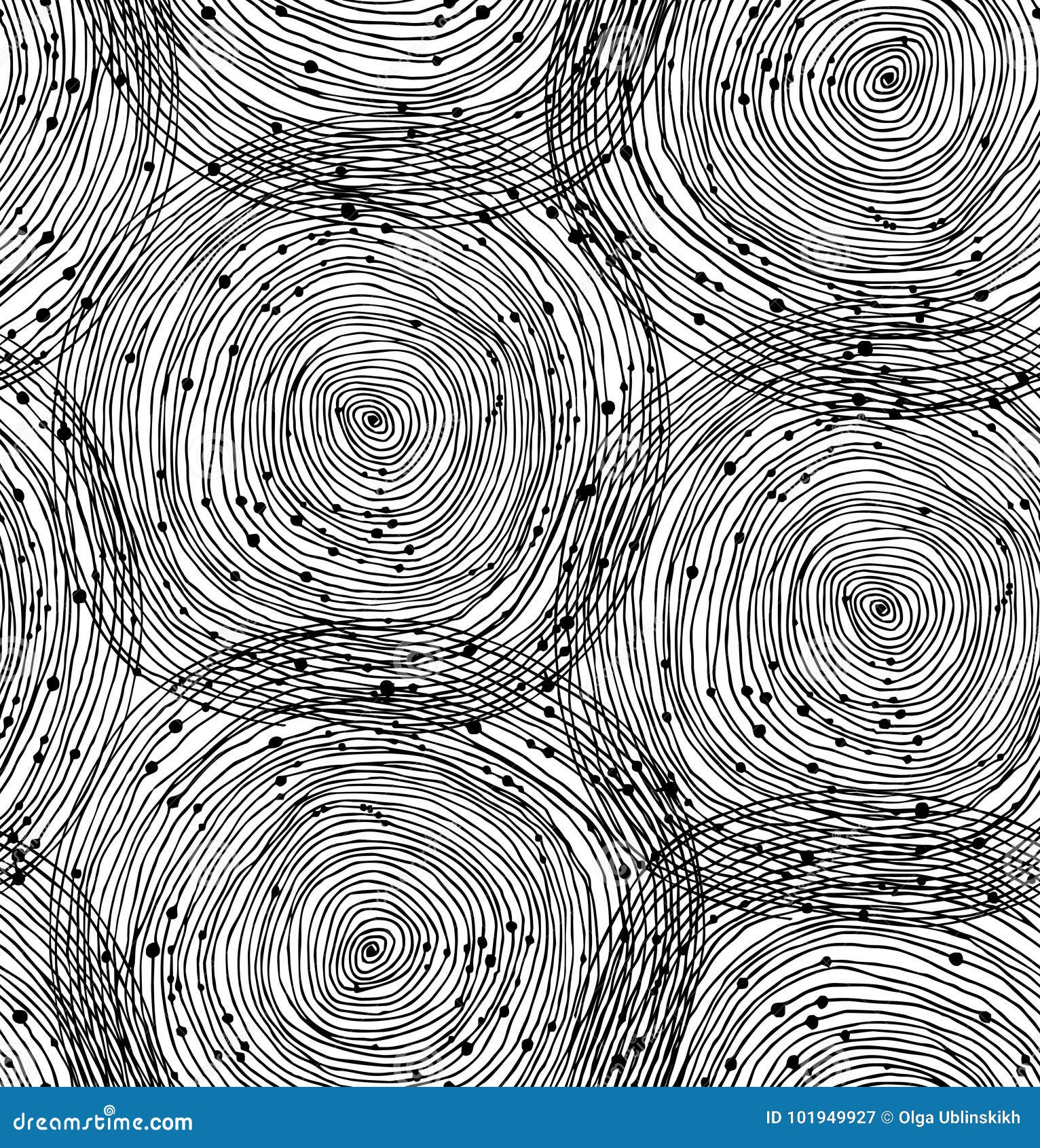 Black and White Seamless Spiral Pattern. Vector Texture. Stock Vector ...