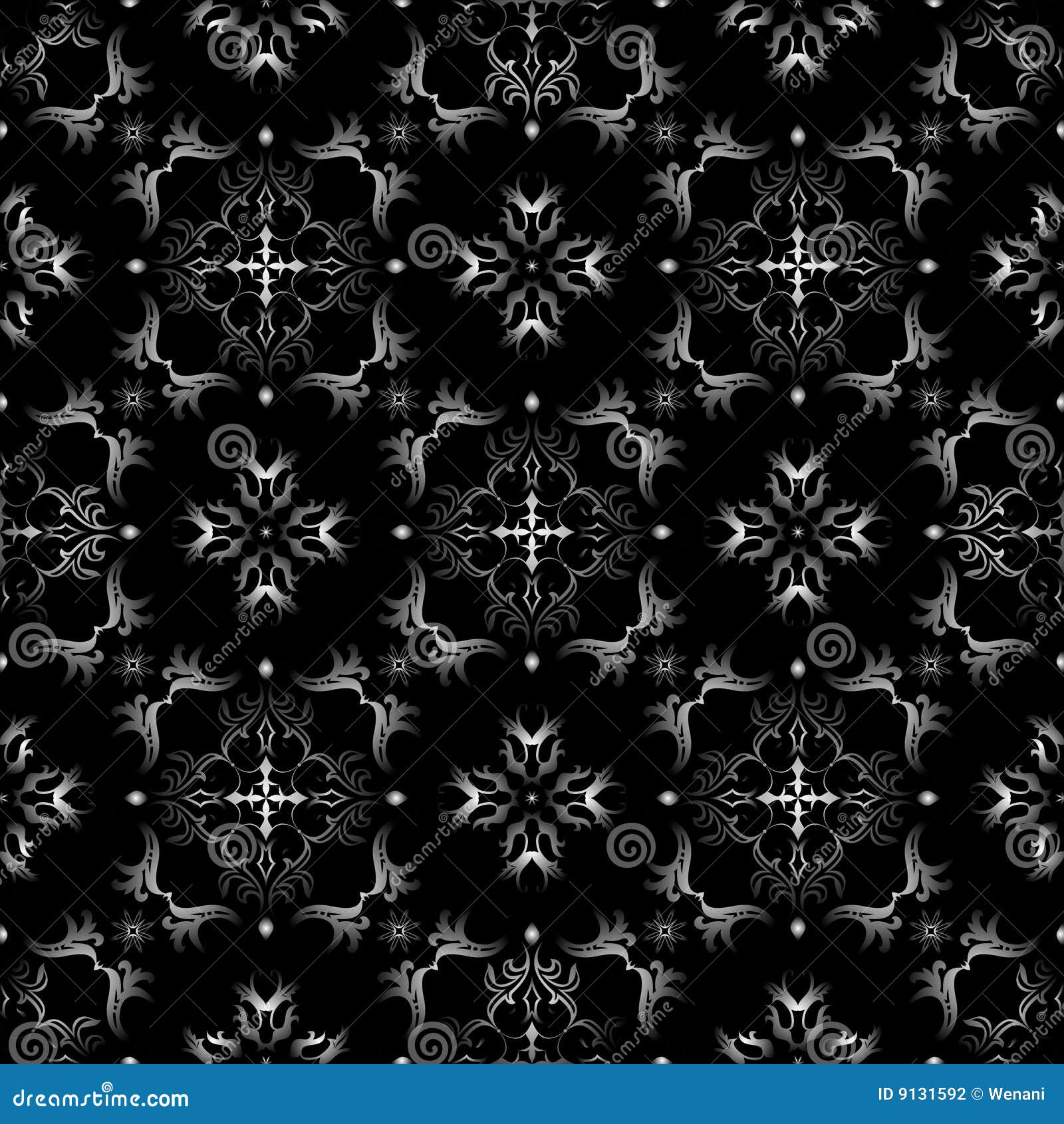 Black and White Seamless Wallpaper Pattern Stock Vector - Illustration ...