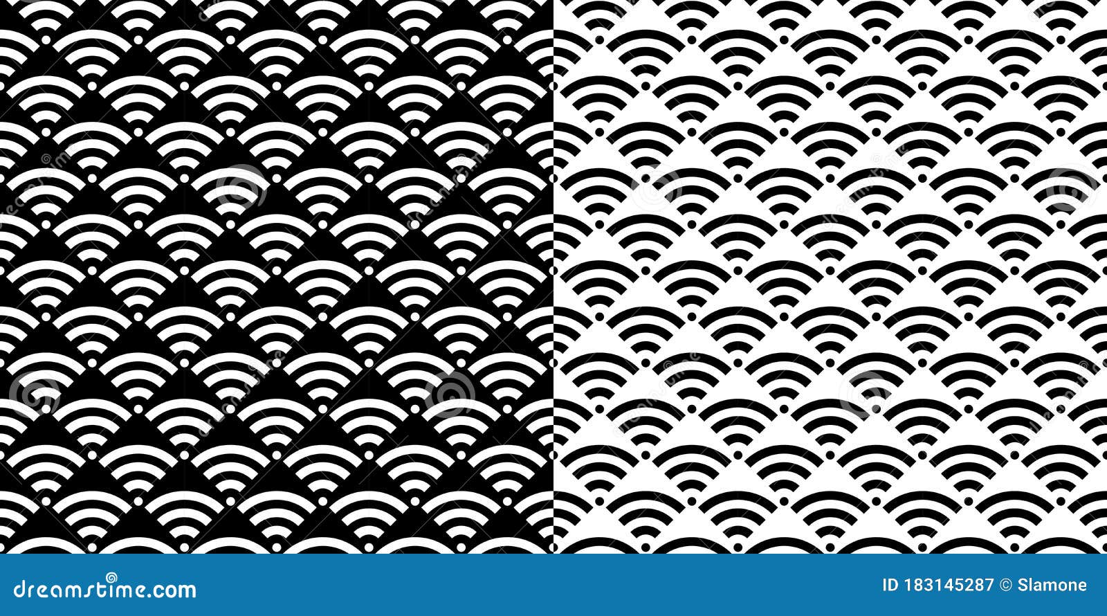 Black and White Seamless Abstract Wi Fi Pattern Vector Illustration ...