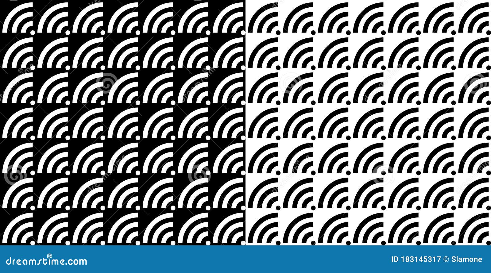 Black and White Seamless Abstract Wi Fi Pattern Vector Illustration ...