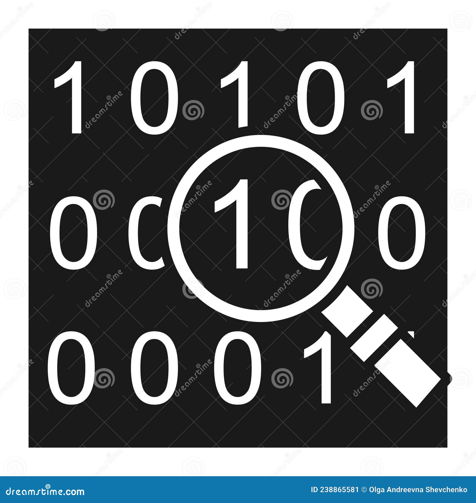 Black and White Search in Binary Code. Stock Vector - Illustration of ...