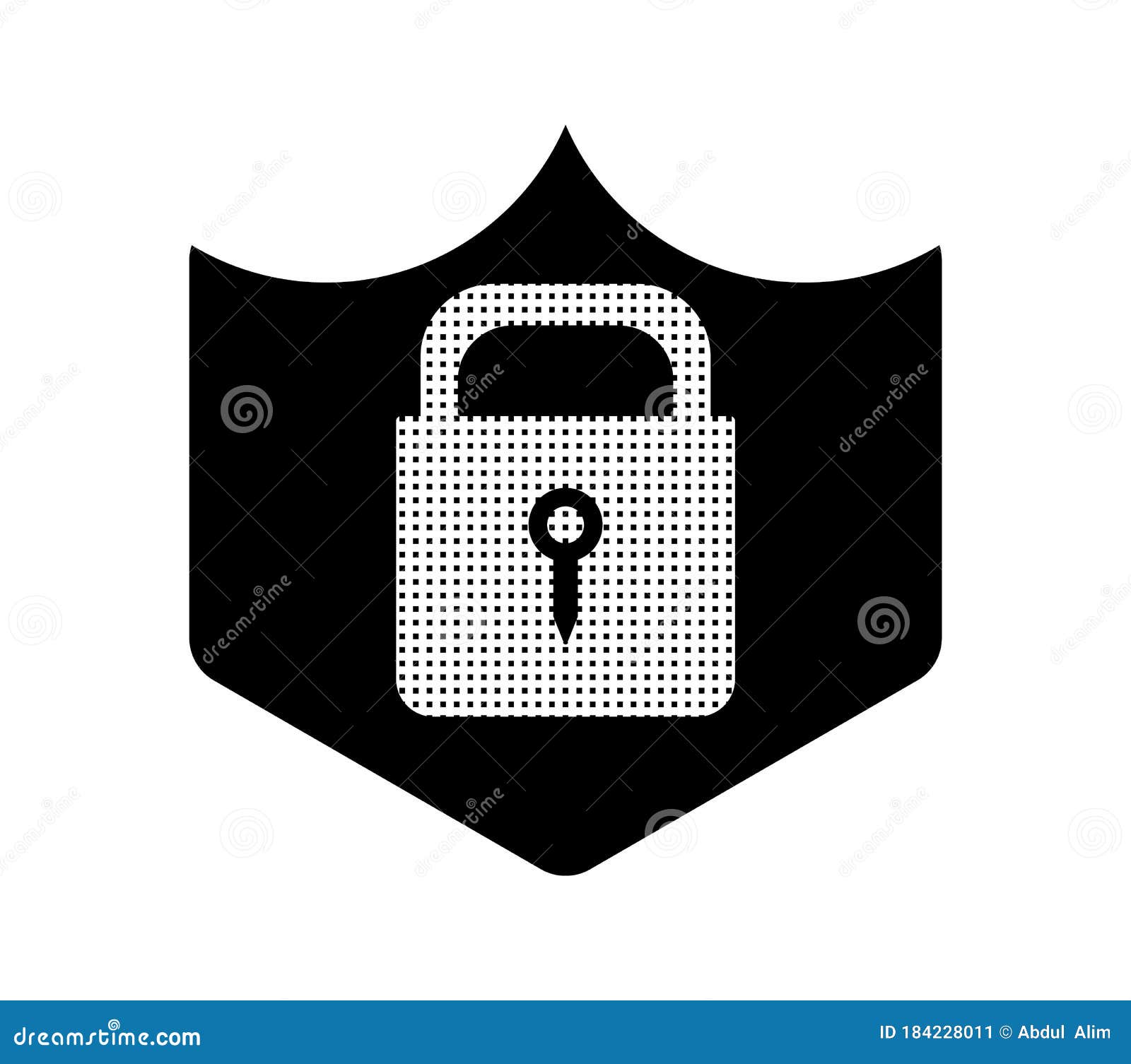 Black and White Security Icon with Vector Stock Vector - Illustration ...