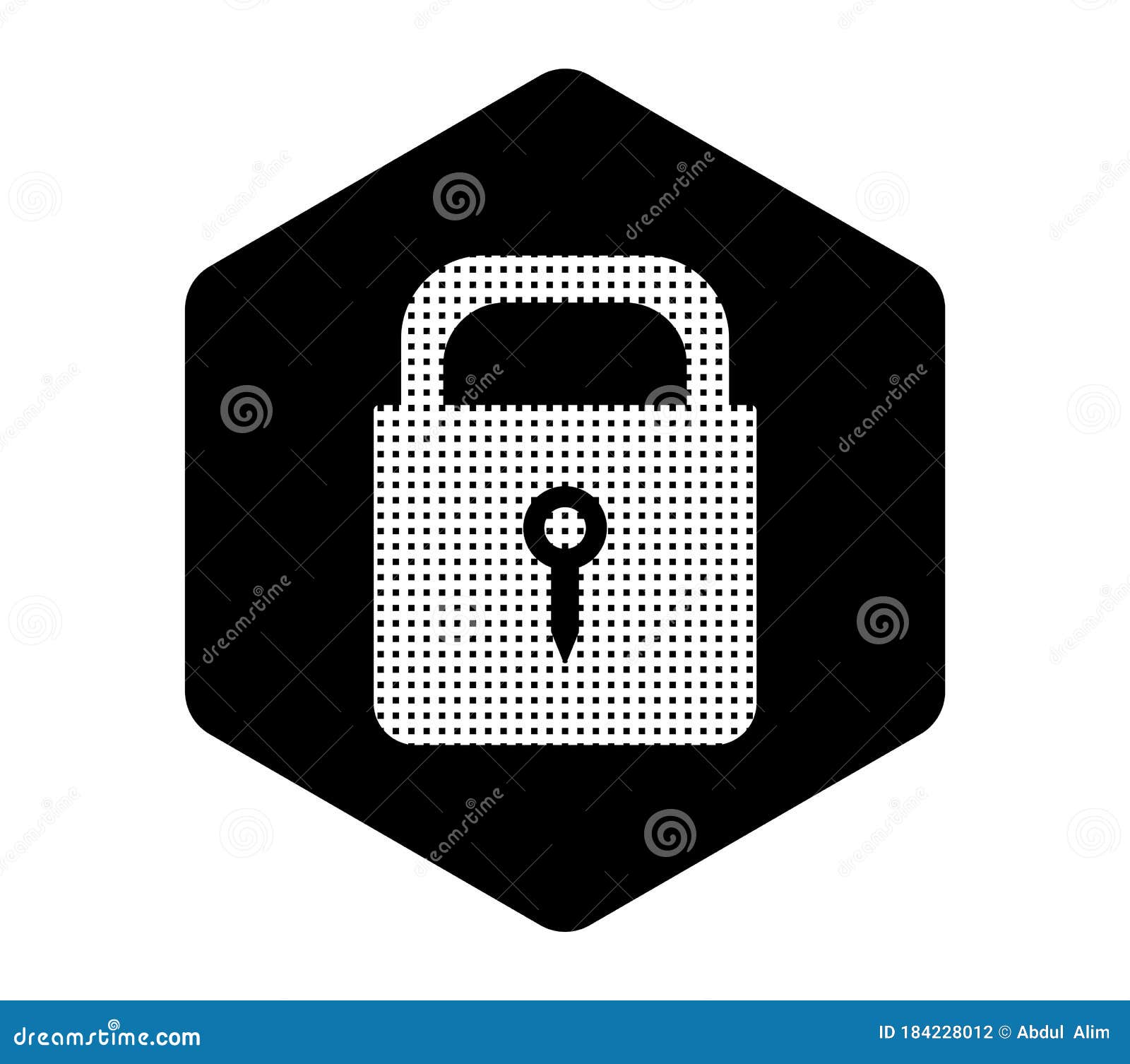 Black and White Security Icon with Vector Stock Vector - Illustration ...