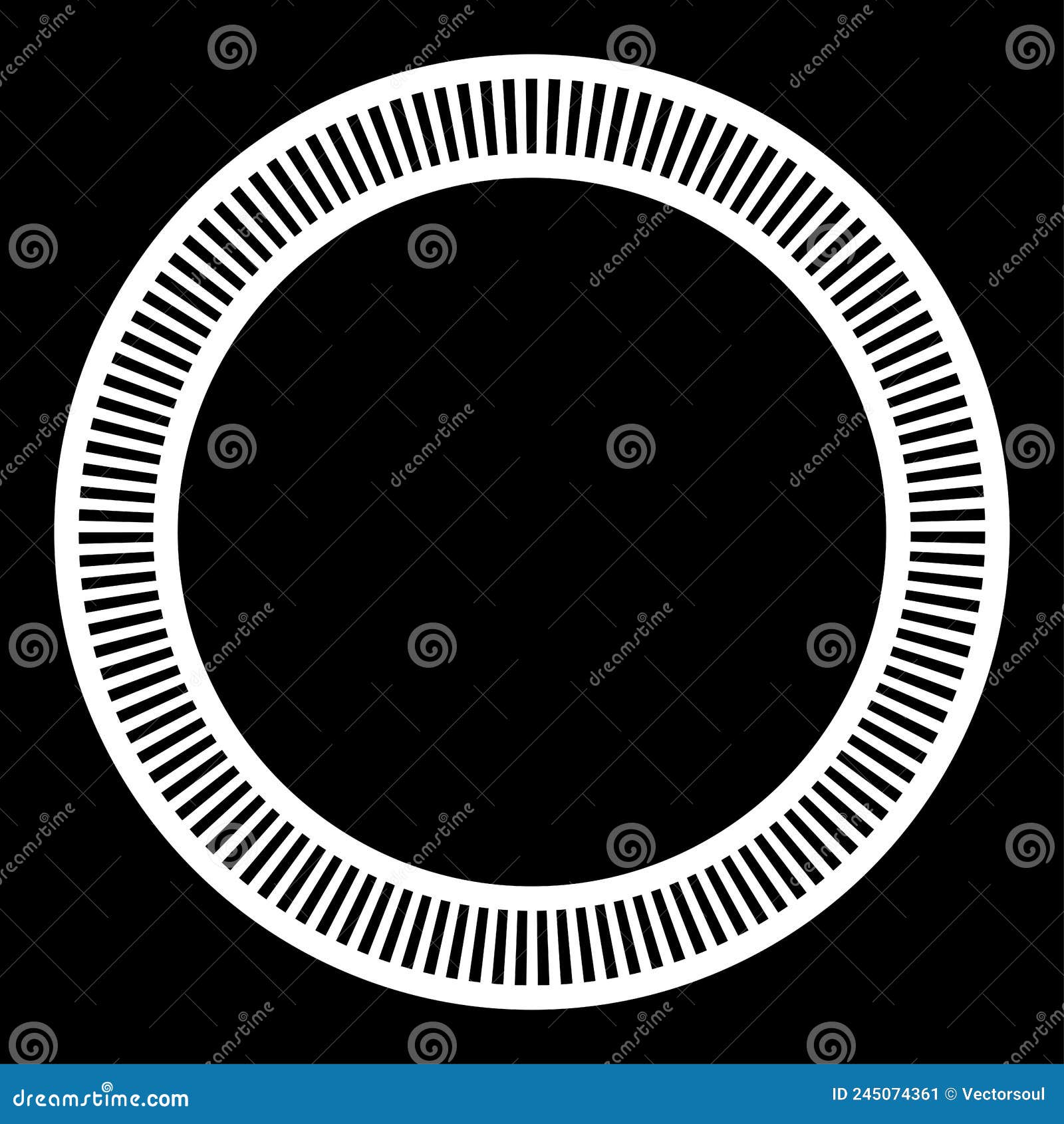 Black and White Segmented Circle, Ring Abstract Geometric Vector ...