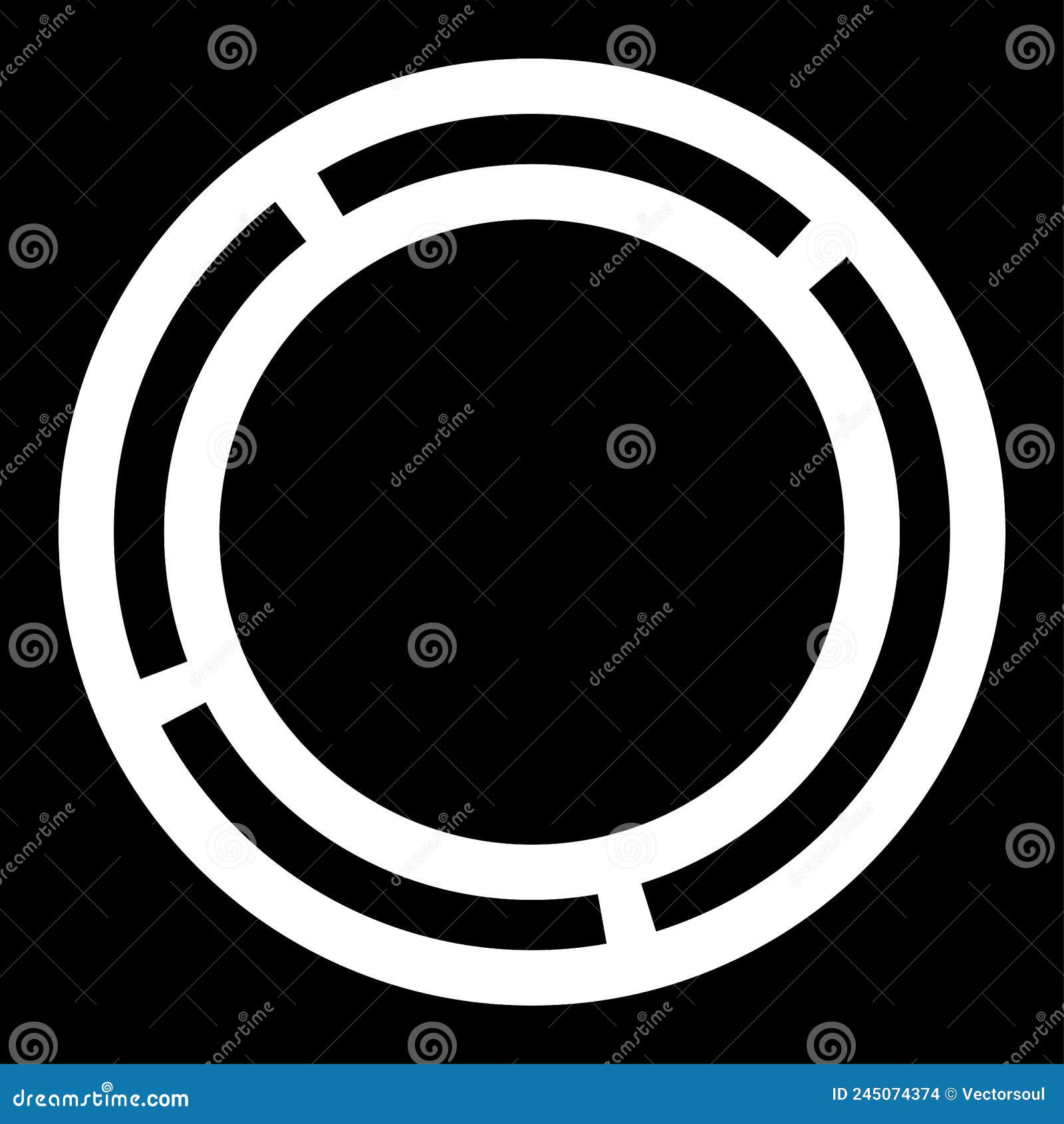 Black and White Segmented Circle, Ring Abstract Geometric Vector ...