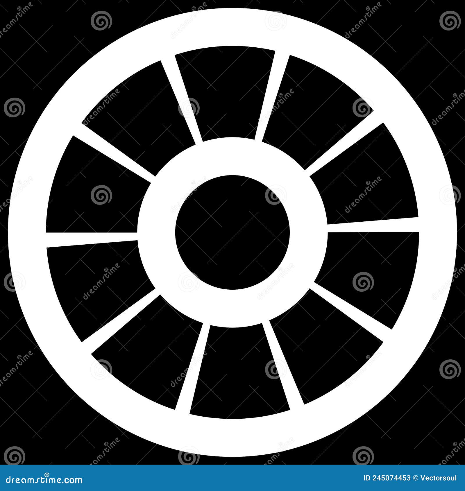 Black and White Segmented Circle, Ring Abstract Geometric Vector ...
