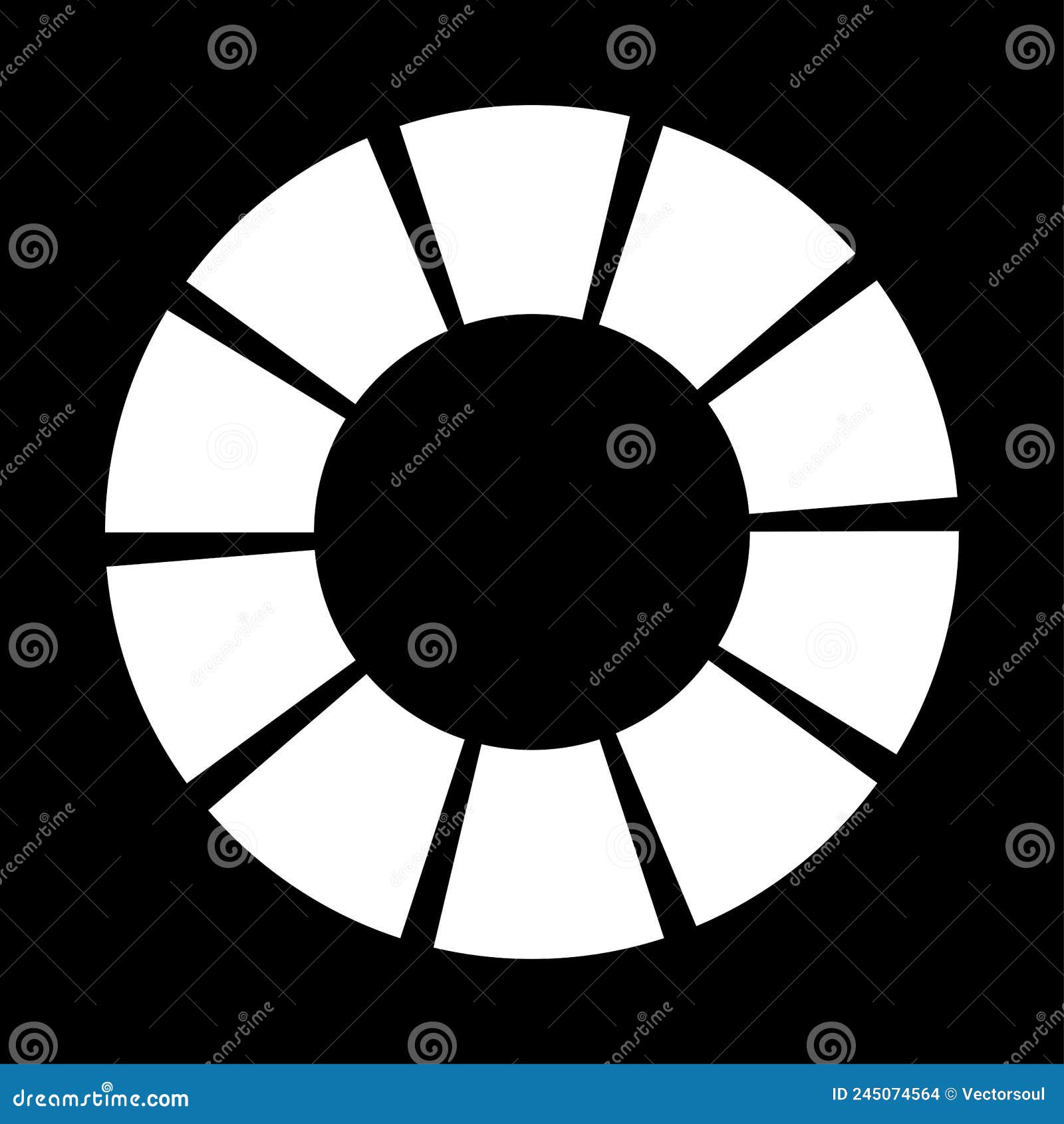 Black and White Segmented Circle, Ring Abstract Geometric Vector ...