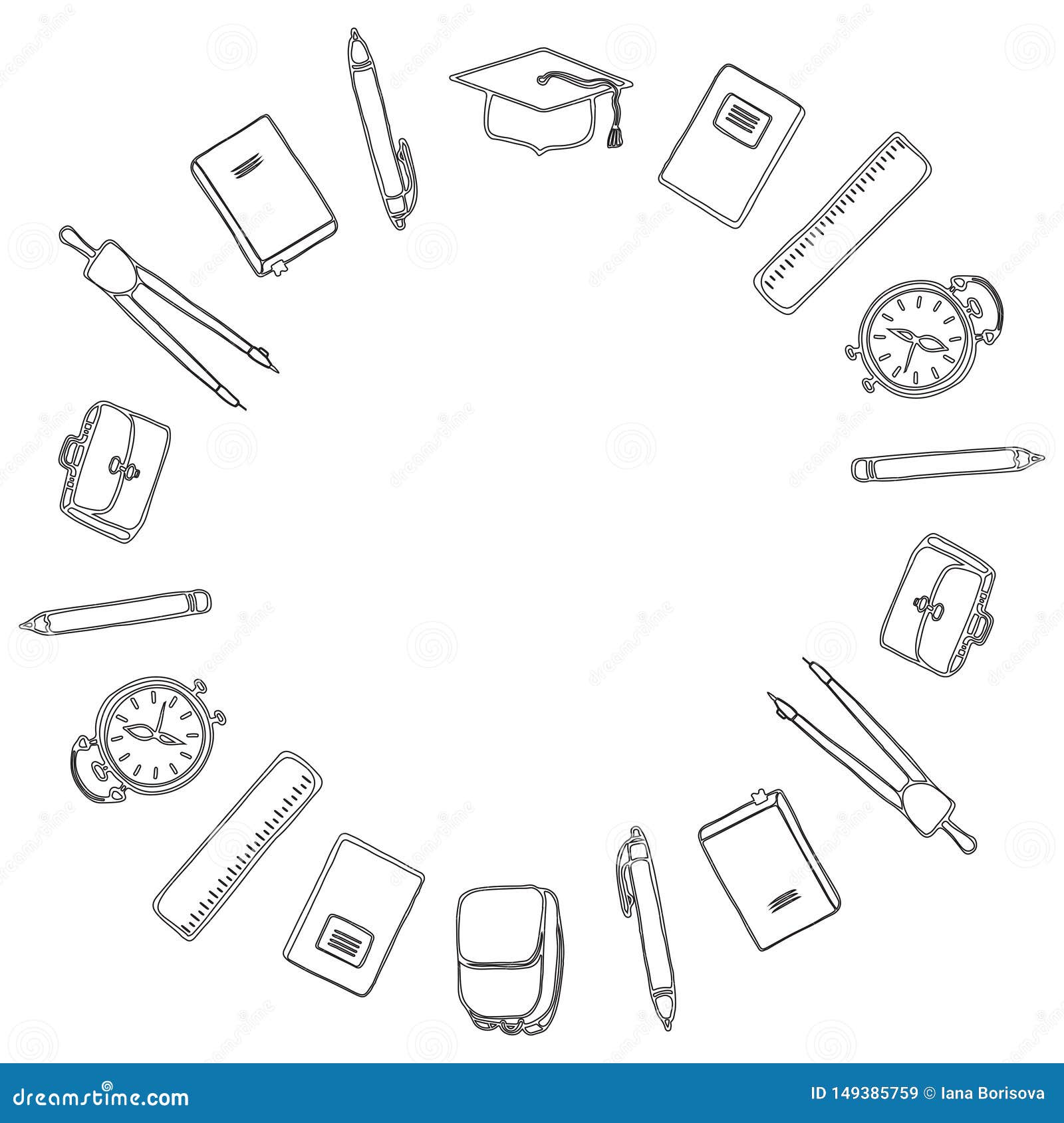 School Supplies Black And White