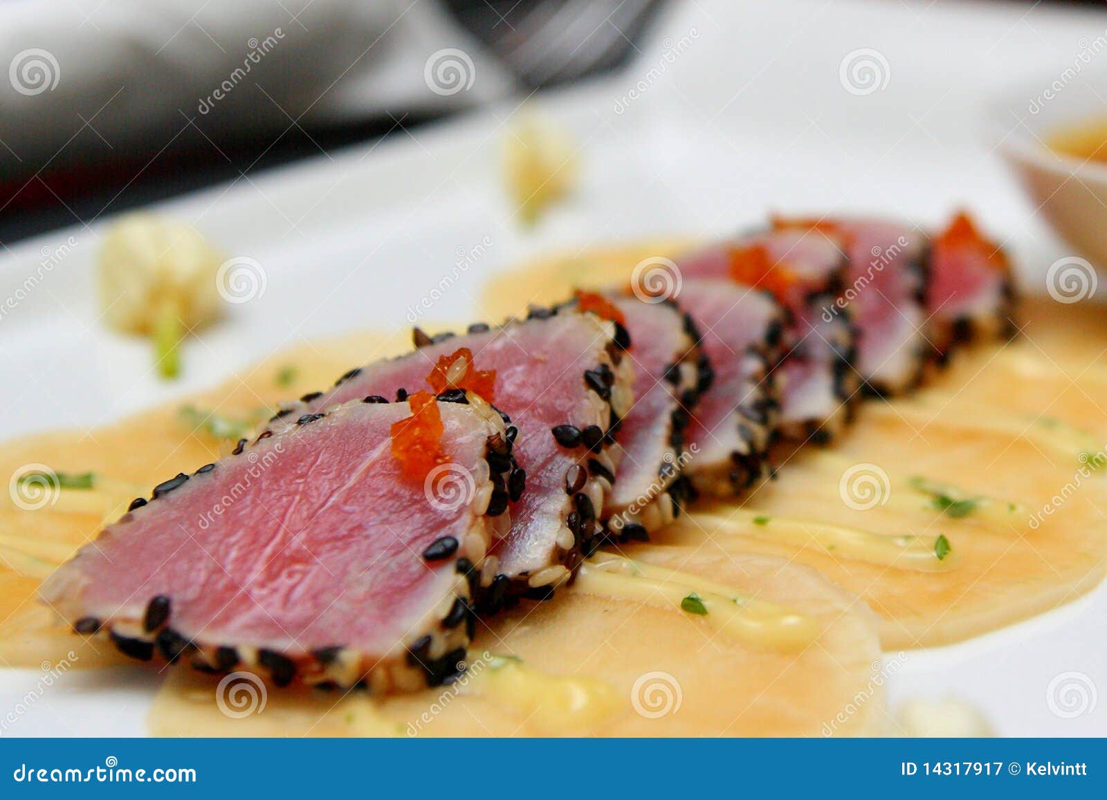 Seared Tuna Sesame And Fresh Spring Rolls With Ginger Sesame Soy Sauce ...