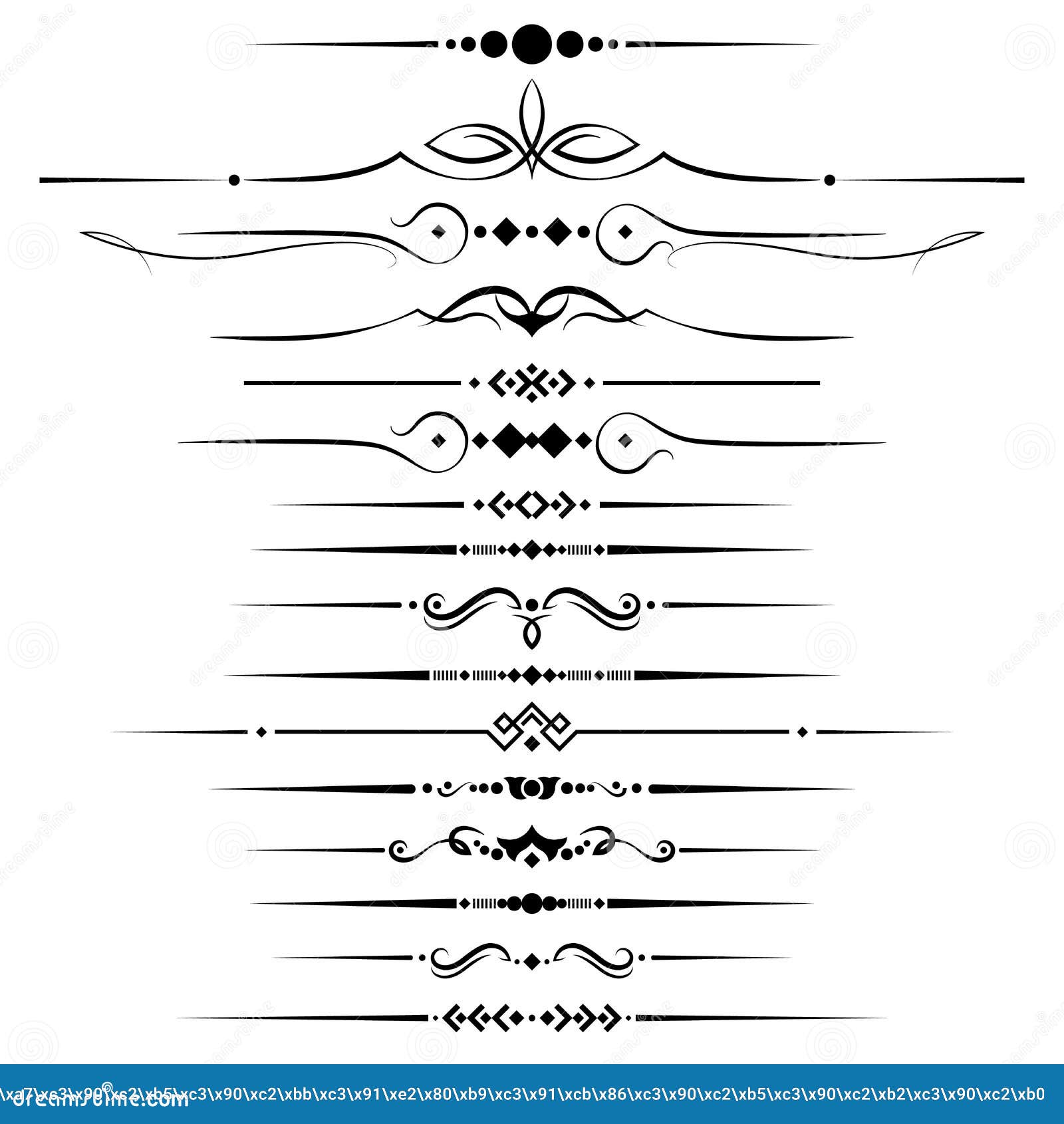 Black and White Set of Delimiters for Text, Dividers Stock Vector ...
