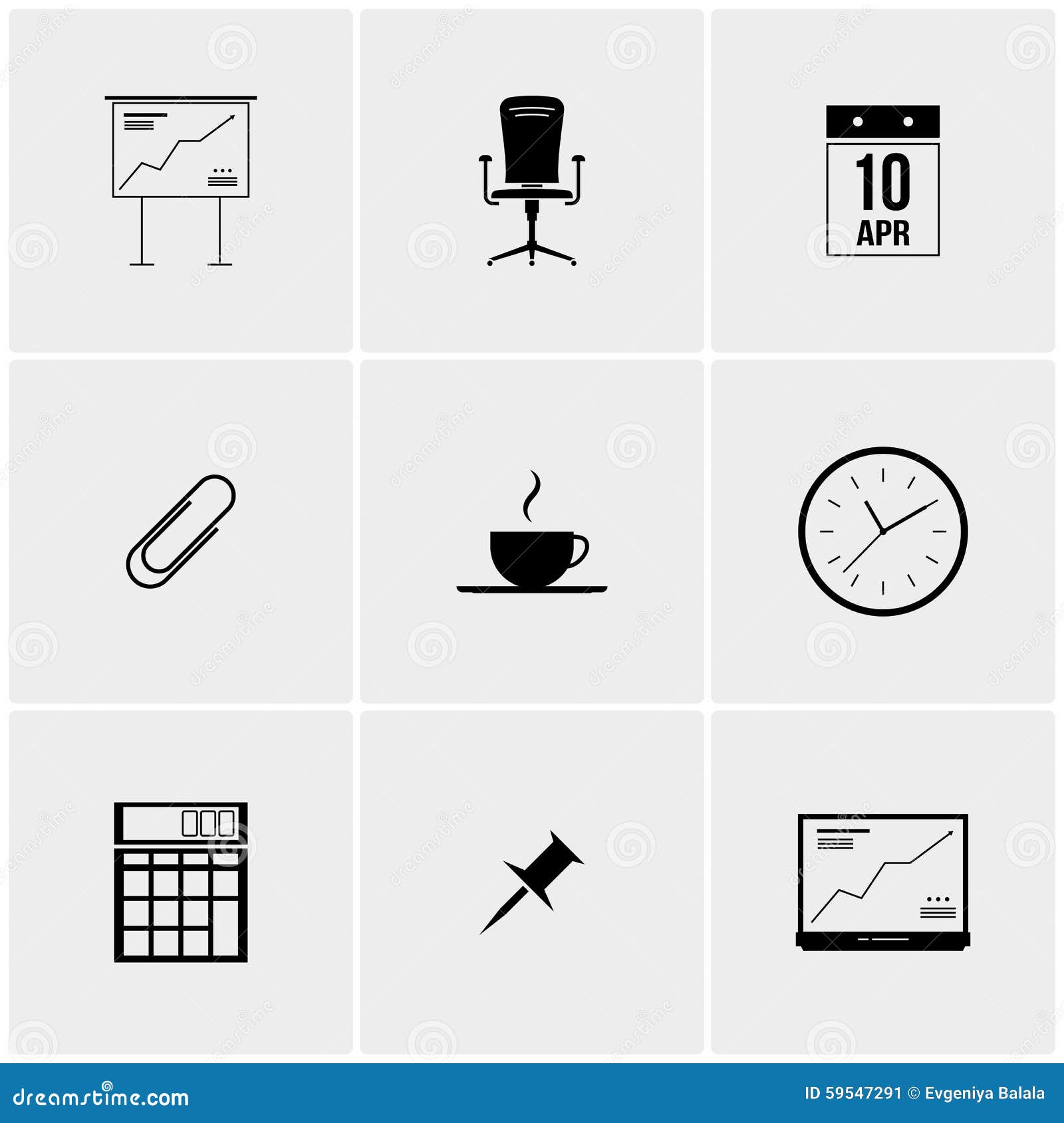 Black and White Set of Icons Stock Vector - Illustration of board ...