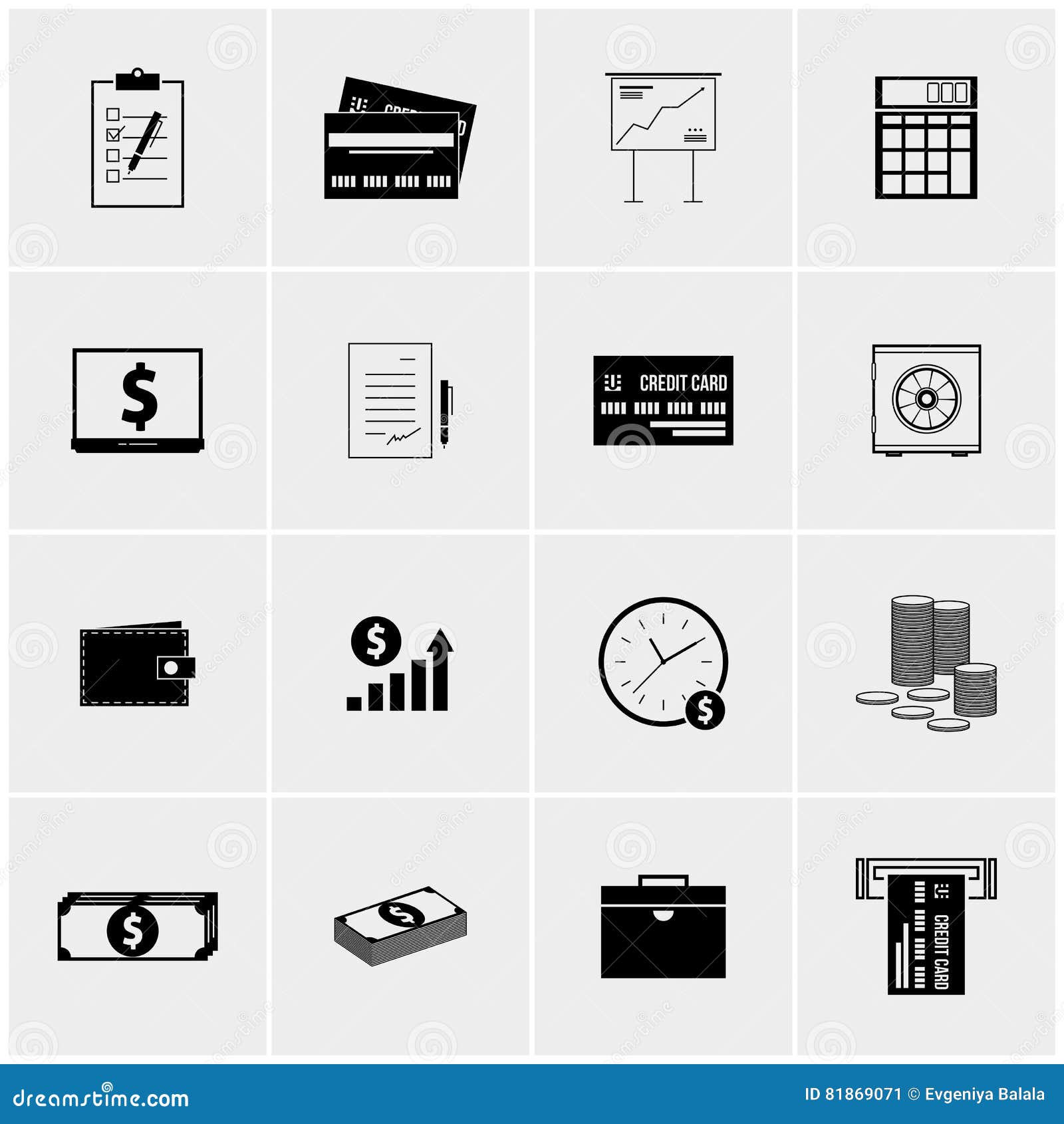 Black and White Set of Icons Stock Vector - Illustration of laptop ...