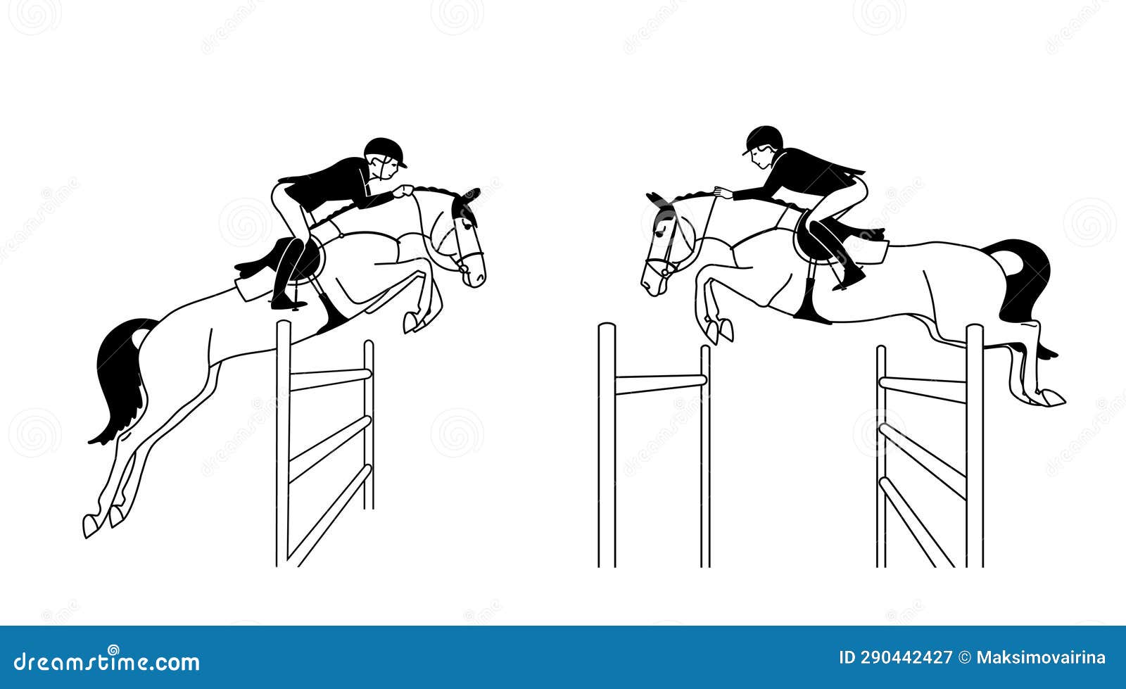 Riders and Horses during Show Jumping Competitions Stock Vector ...